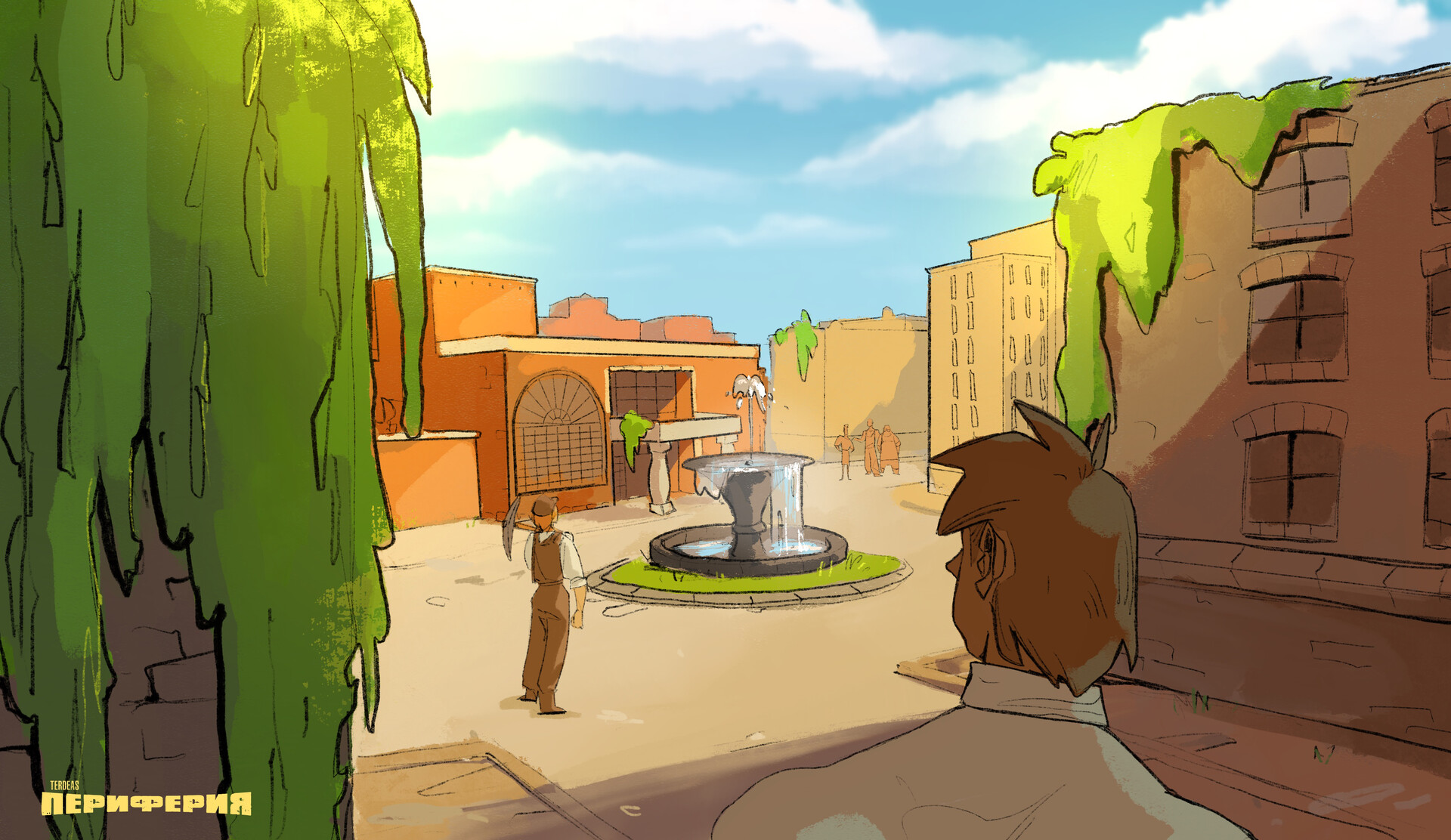 ArtStation - Town square illustration