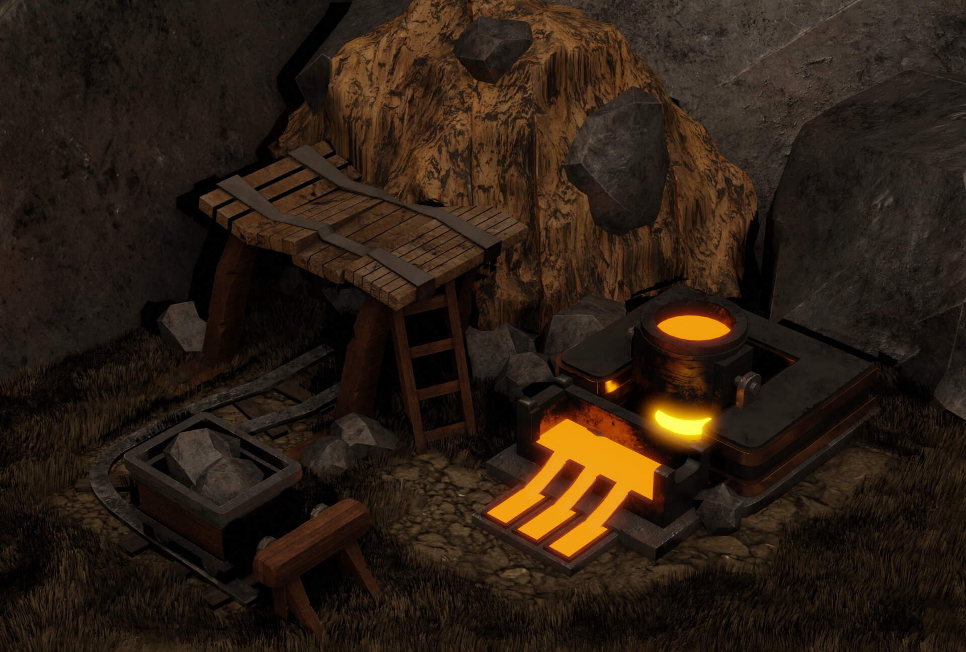 ArtStation - Mining Hut and Smelter - 3D Game Model