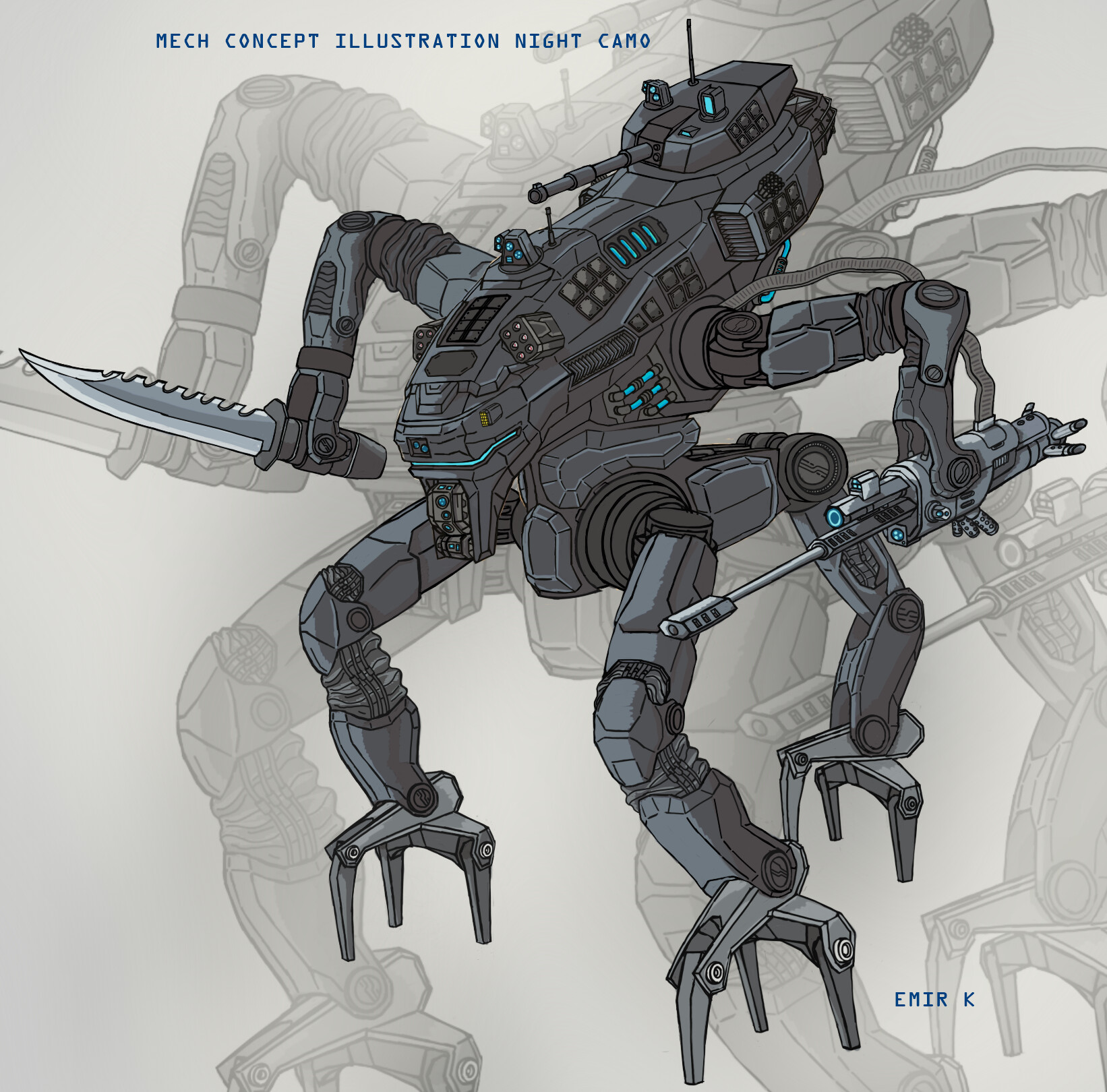 ArtStation - Mech concept illustration Night camo