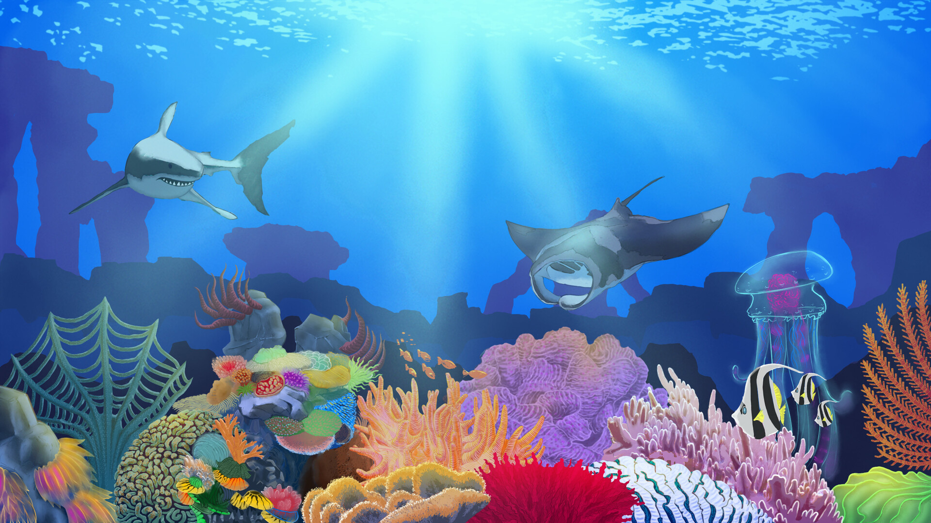 ArtStation - Coral Reef Background (commission)