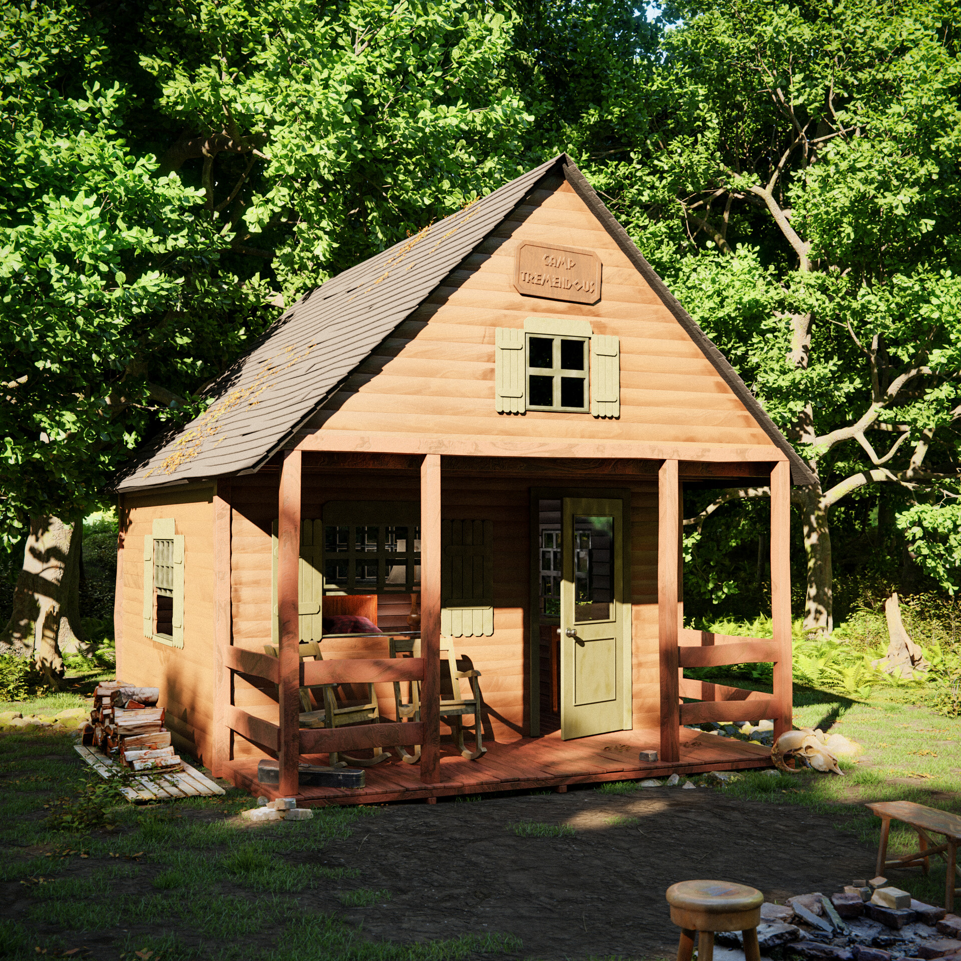 ArtStation - Camp Tremendous - Wooden Cabin