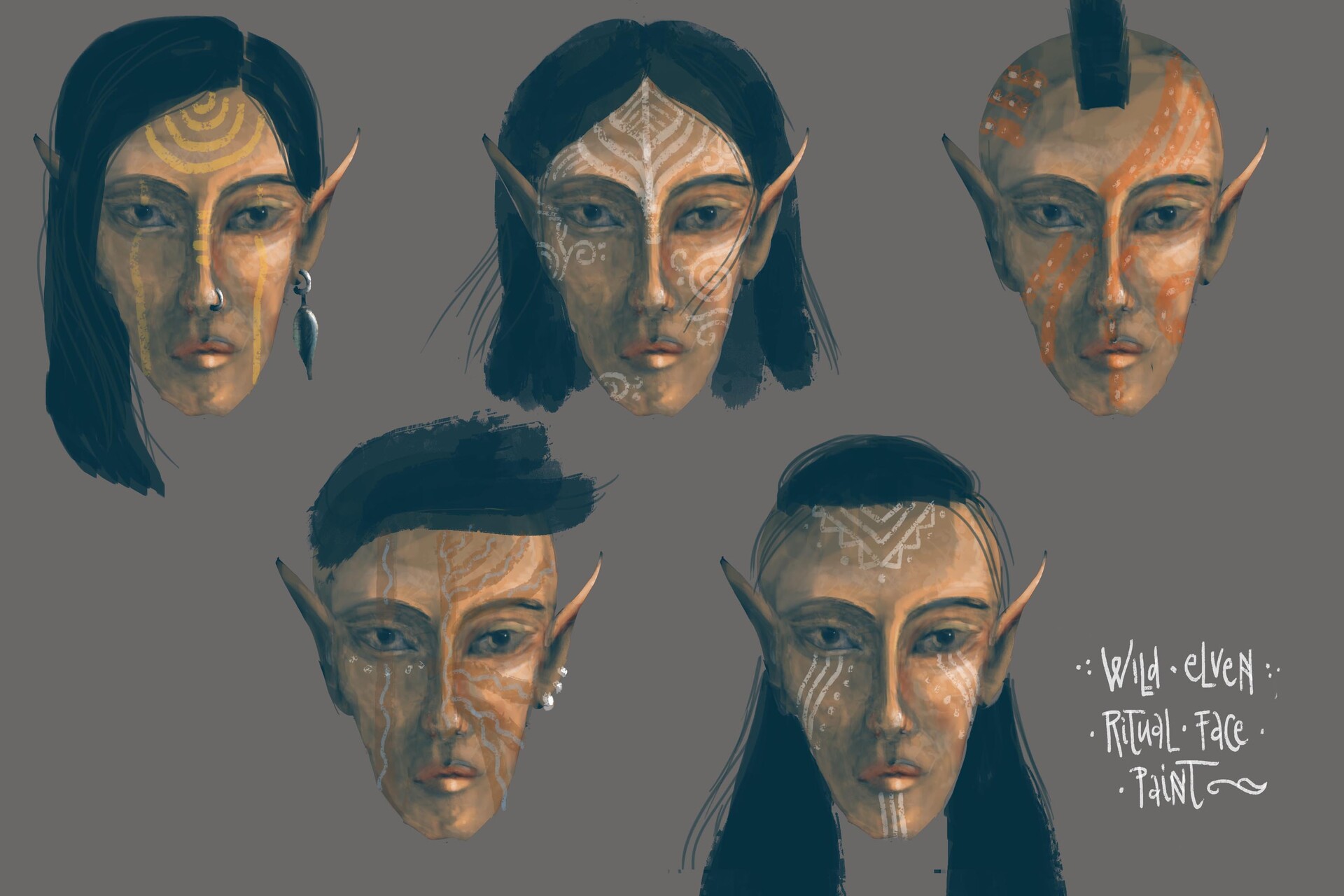 ArtStation - Wild Elven Ritual Face Paint Concept Sketch