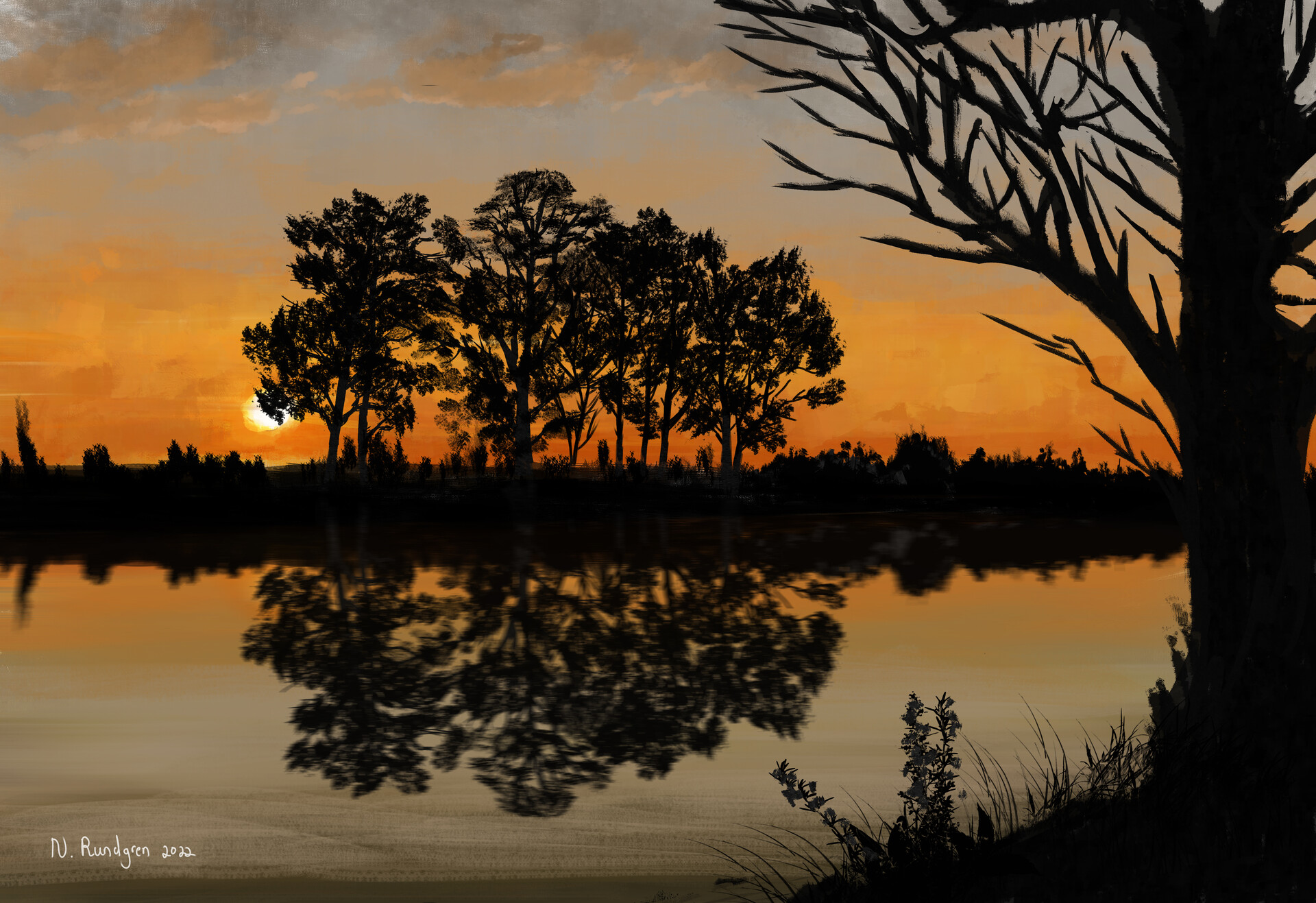 ArtStation - Sunset Across the Pond