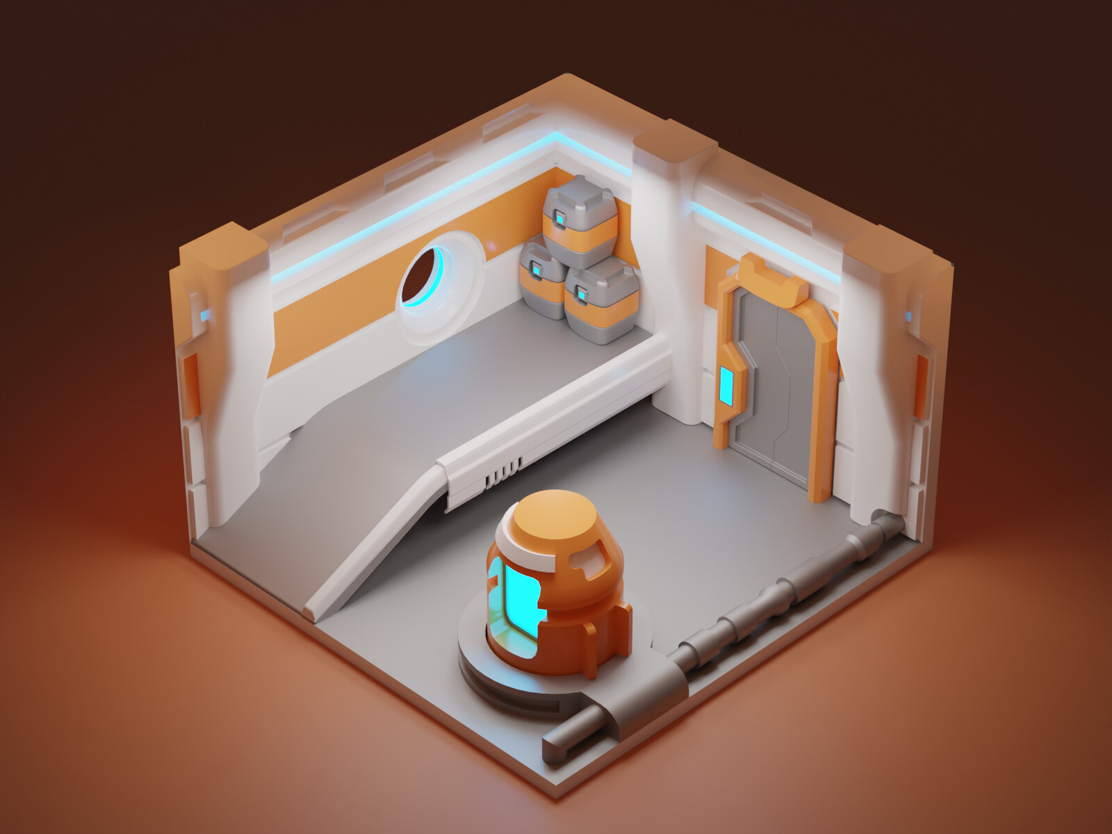 ArtStation - Stylized Low-poly Sci-fi Corridor