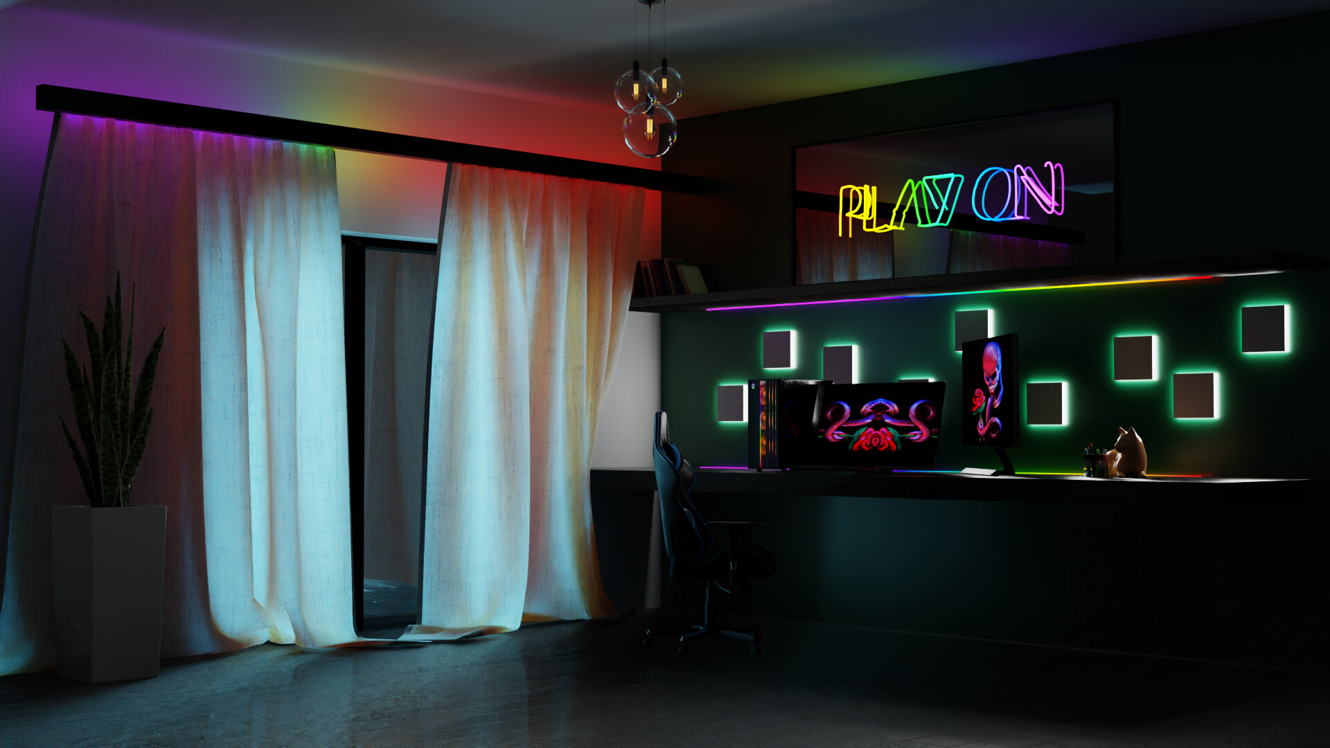 GabRealArtStudio Gabriela Walczyna - RGB led lights in a gaming room