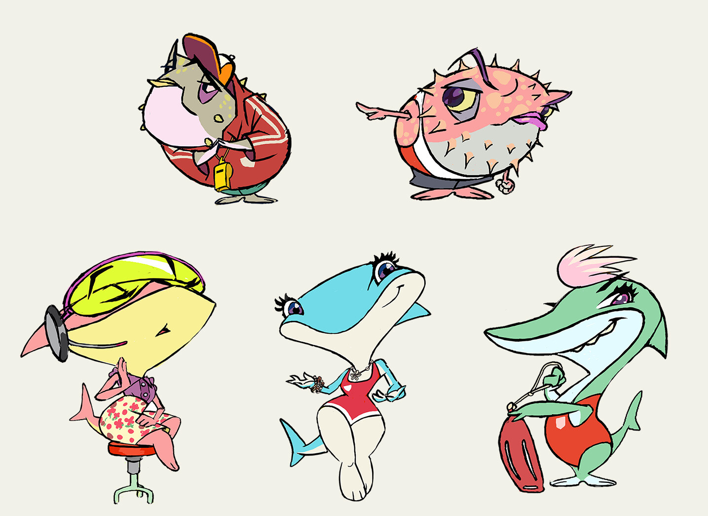 ArtStation - Sharks and pufferfishes