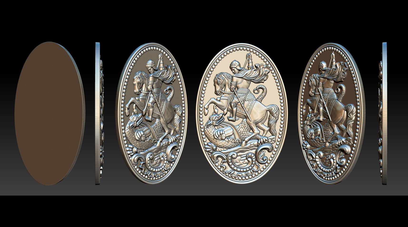 Saint George killing dragon 3D STL Model for CNC Router Engraver Relief ...