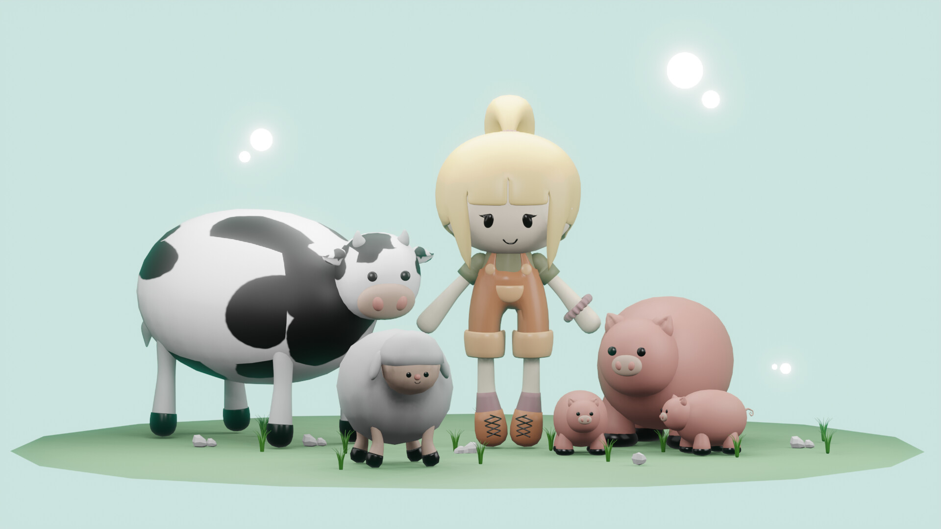 ArtStation - Chibi Farmer with animals