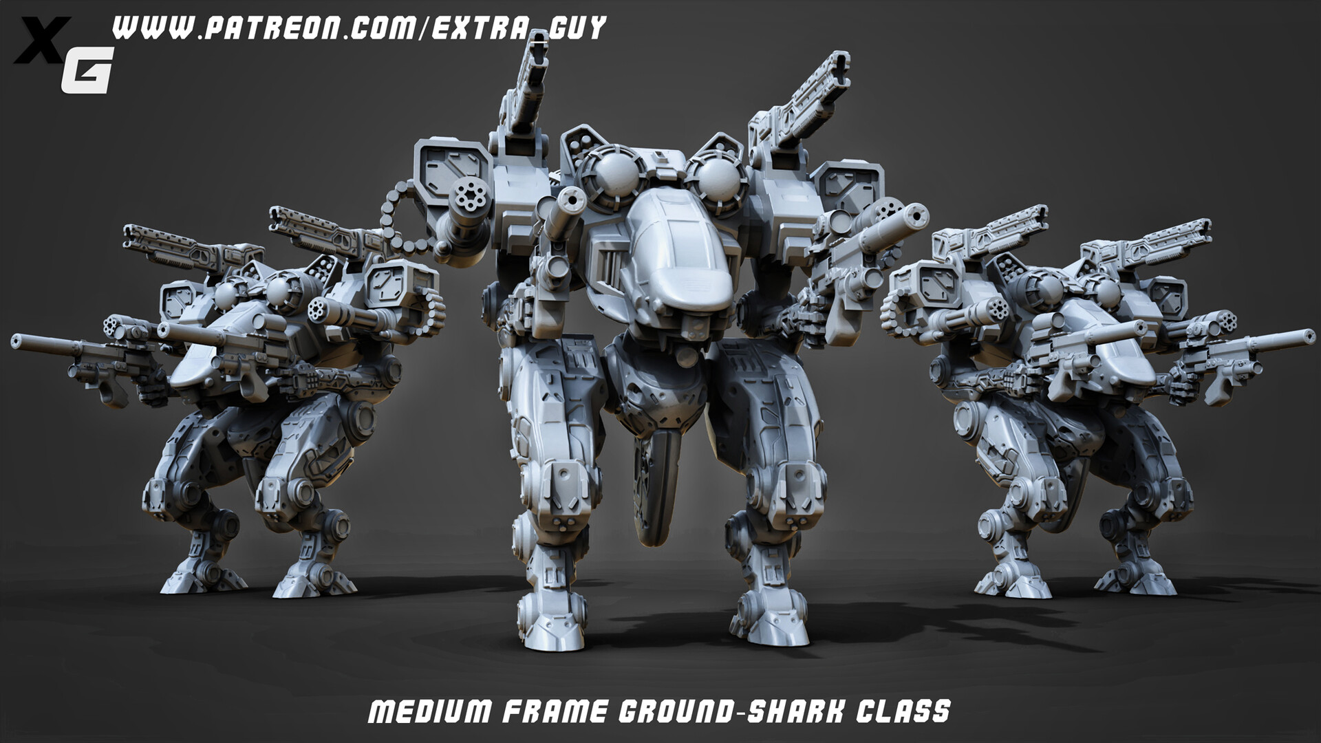 ArtStation - Medium Frame Ground Shark Class Combat Mech 3D Printable