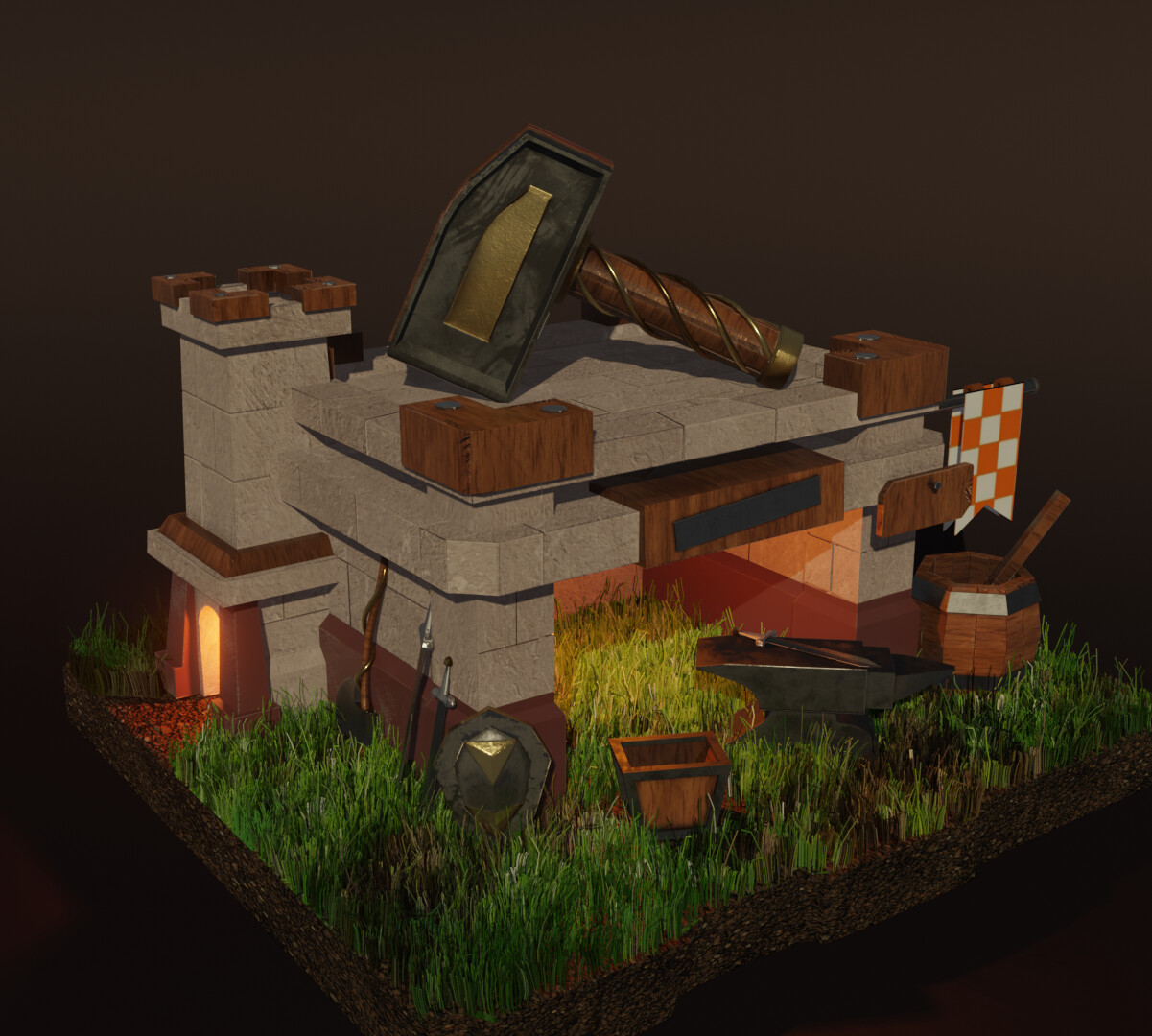 ArtStation - Weaponsmith Building Low Poly Model