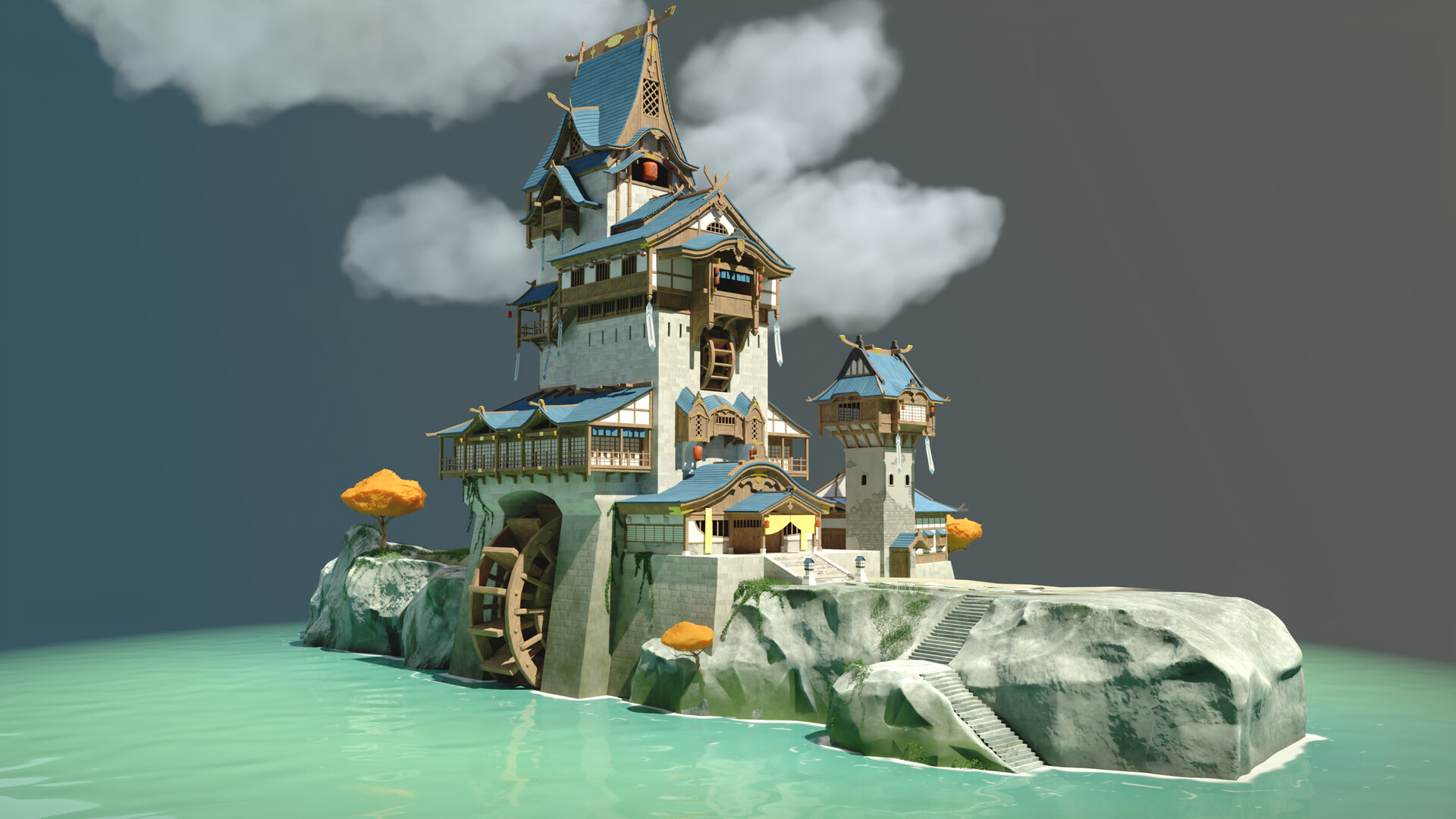 ArtStation - Waterwheel Castle