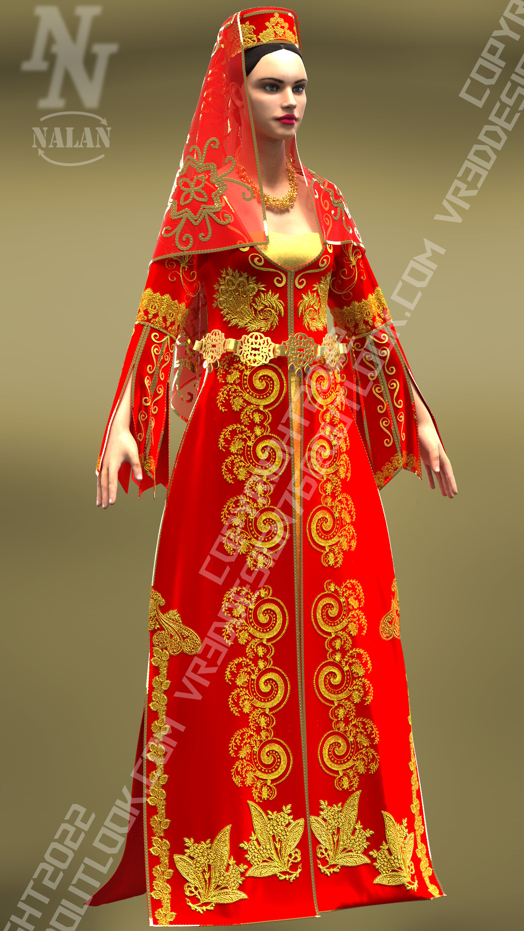 Bianca - Bindalli- Traditional Turkish Henna Night Gown