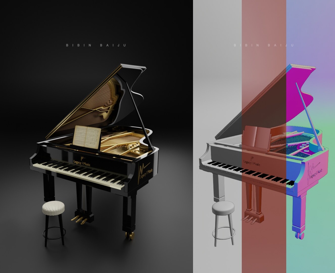 ArtStation - old piano 3d modelling