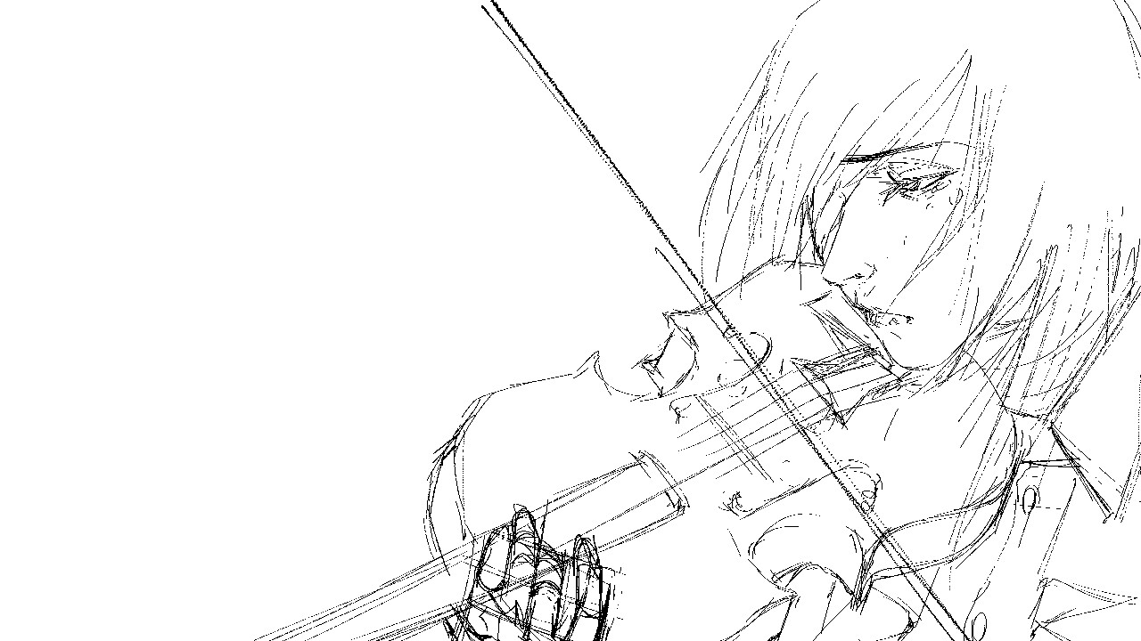 Anime Girl Playing Violin Drawing
