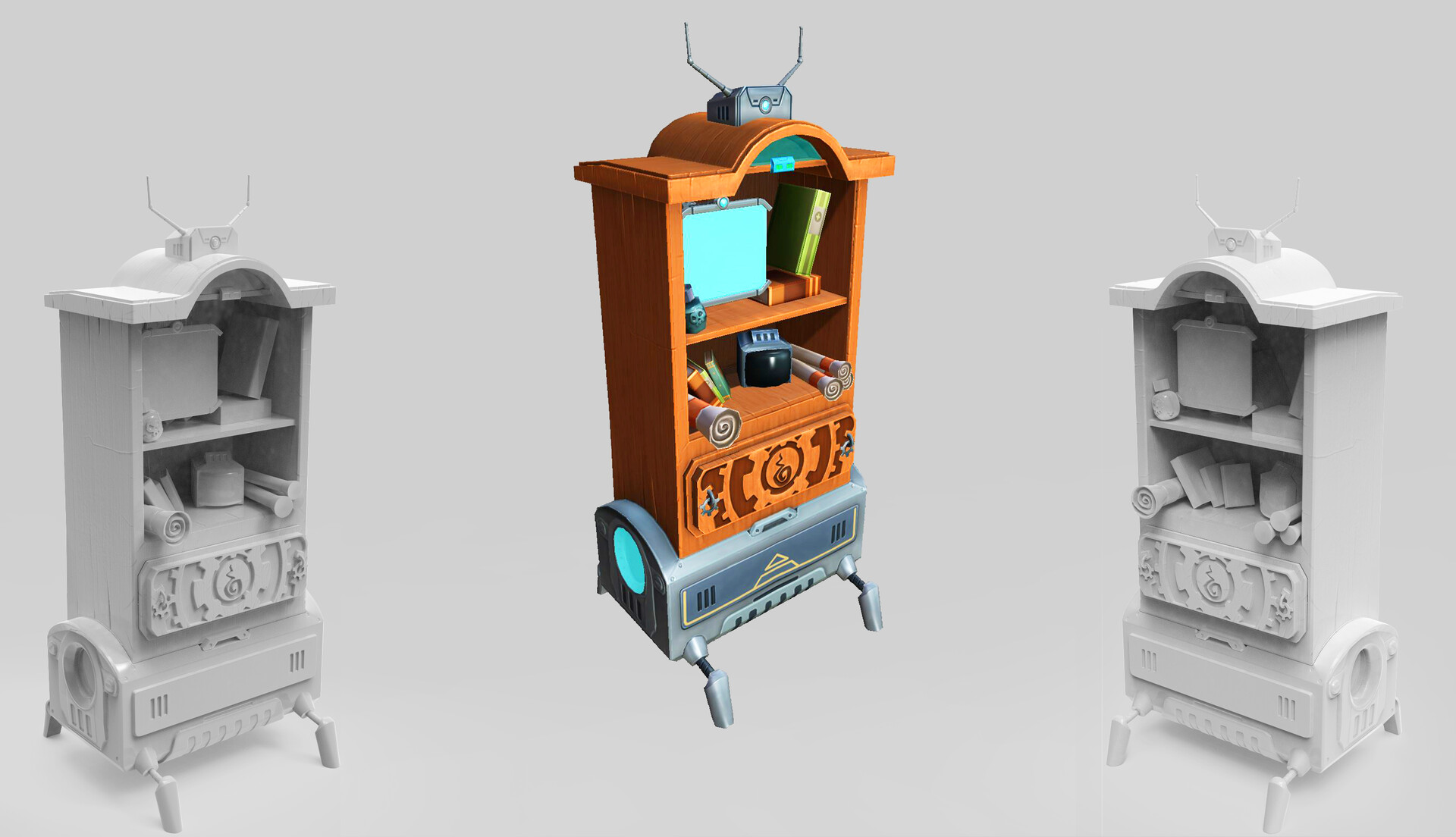 Leon Chen - Bookshelf with hand painted texture