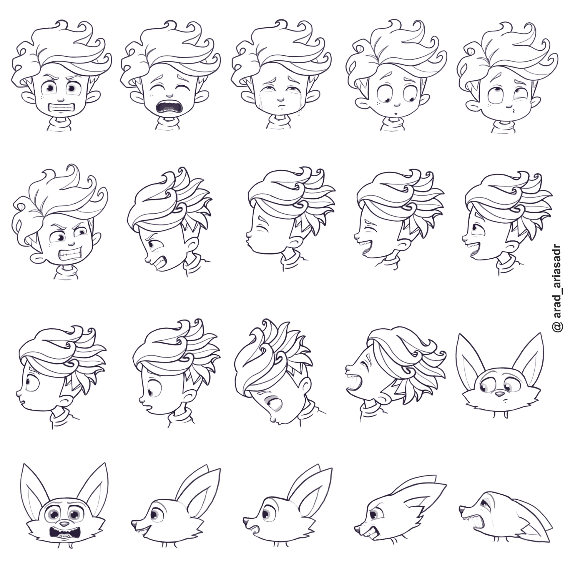 ArtStation - little prince and foxi (facial expressions)