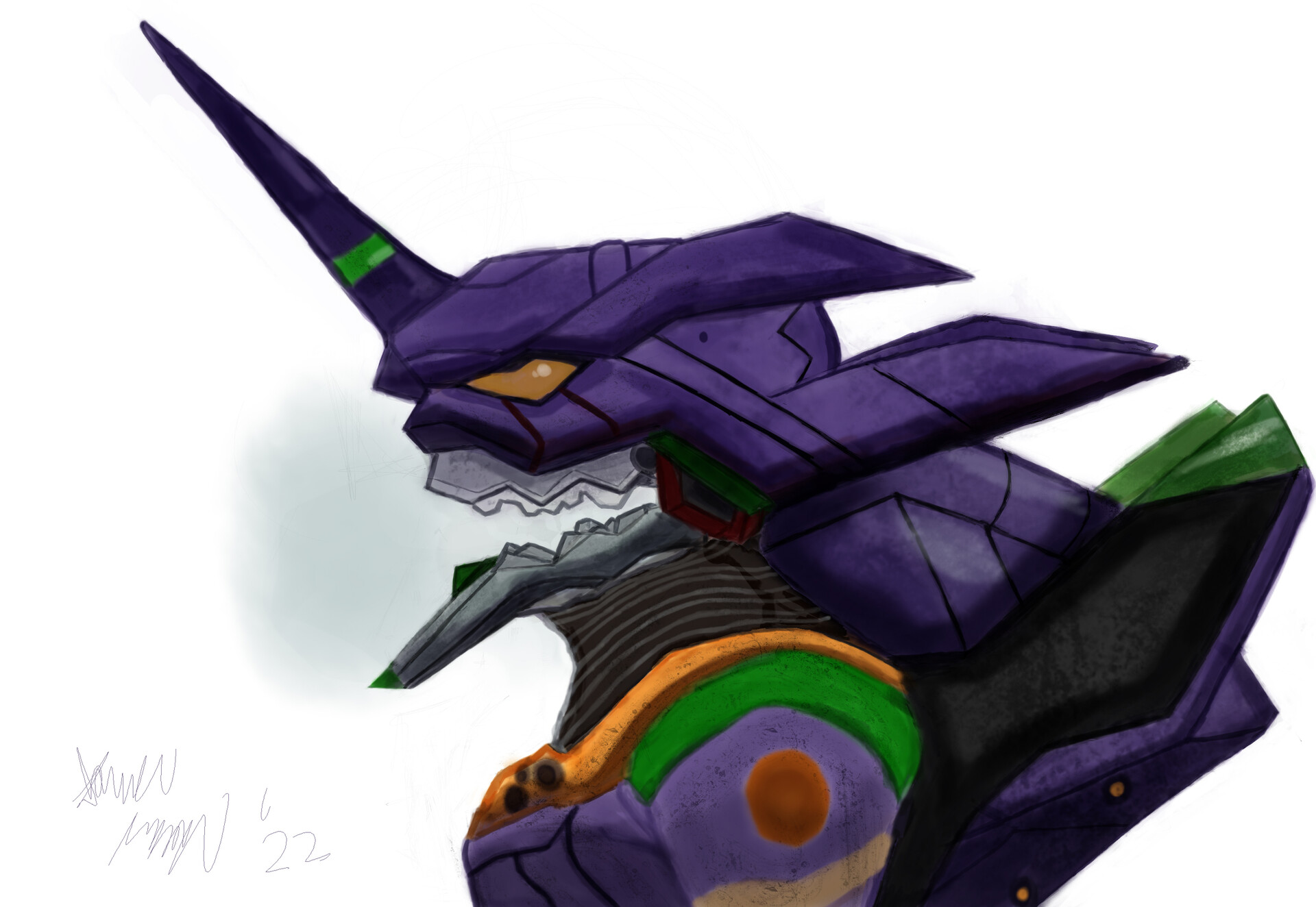 ArtStation - Eva Unit 01 Head Finished!