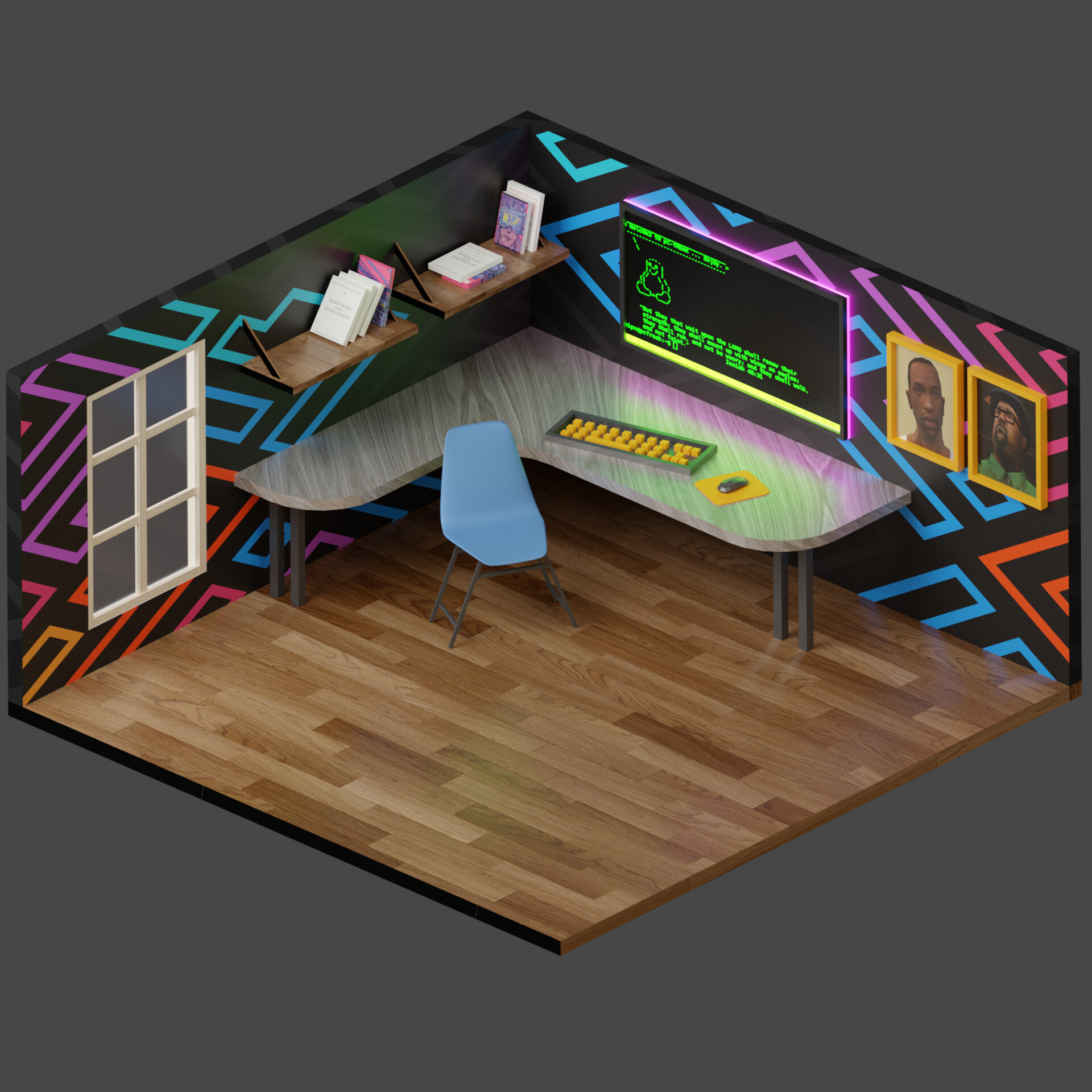 GearspecB - Isometric Hacker Room Blender Tutorial YouTube(Beginner)