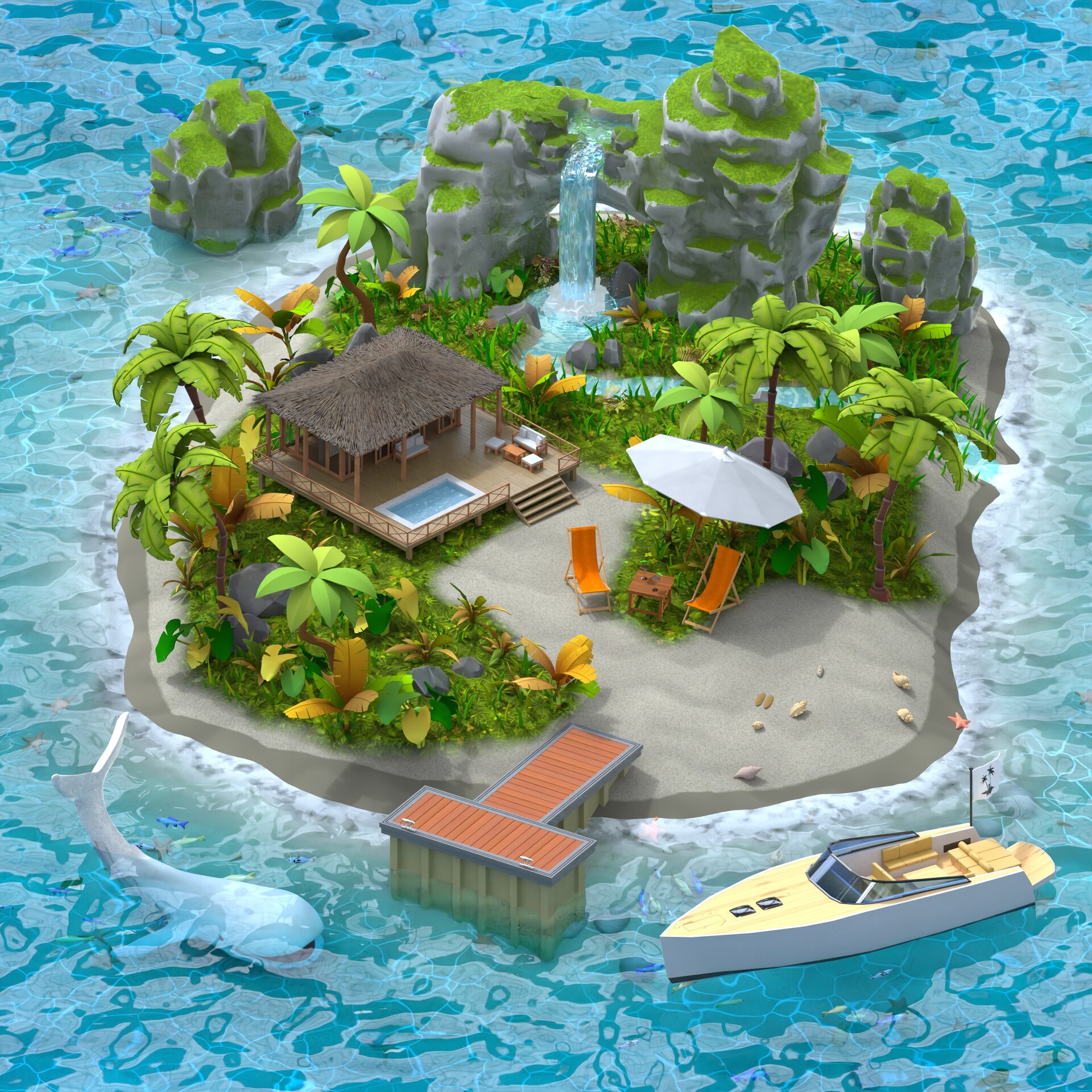 ArtStation - Waterfall Island