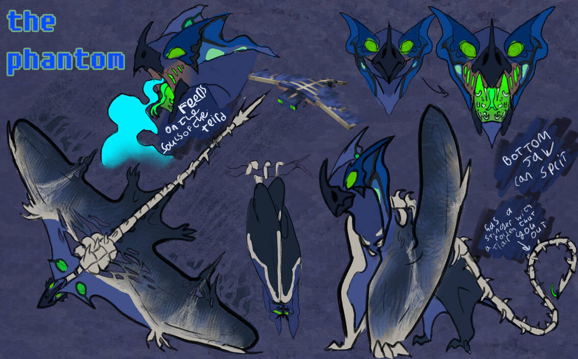 how to draw minecraft phantom