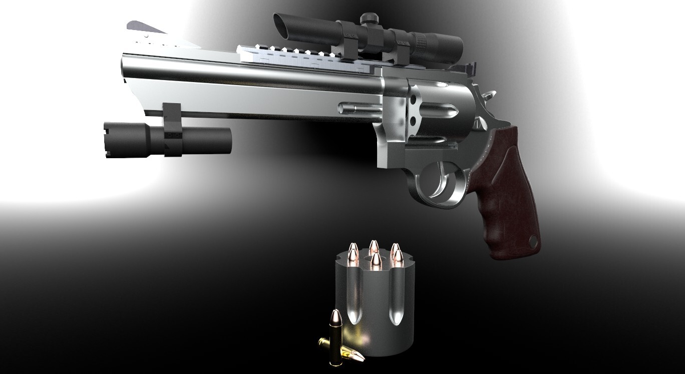 ArtStation - Revolver with scope and torch
