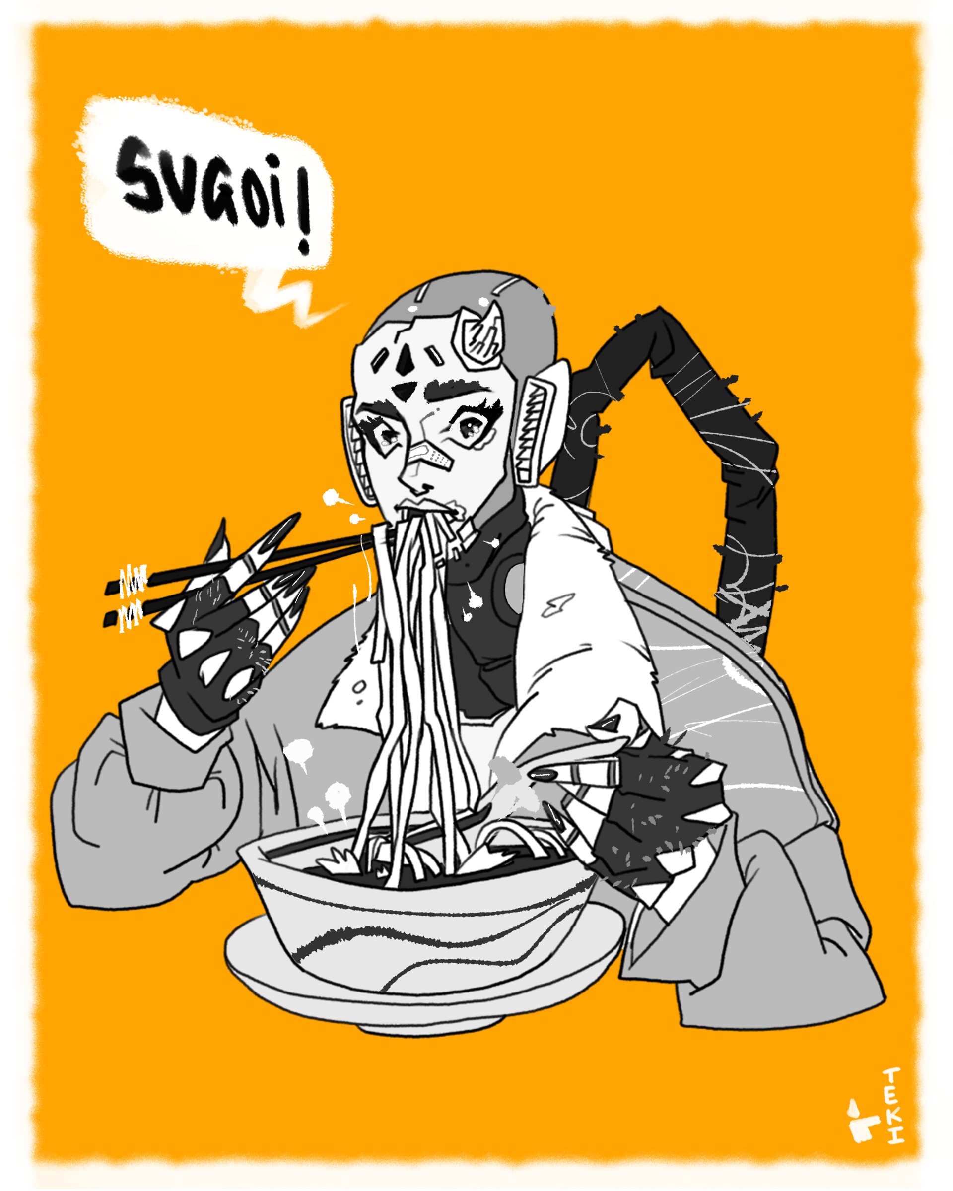 ArtStation - Cyborg Girl Eating Noodles