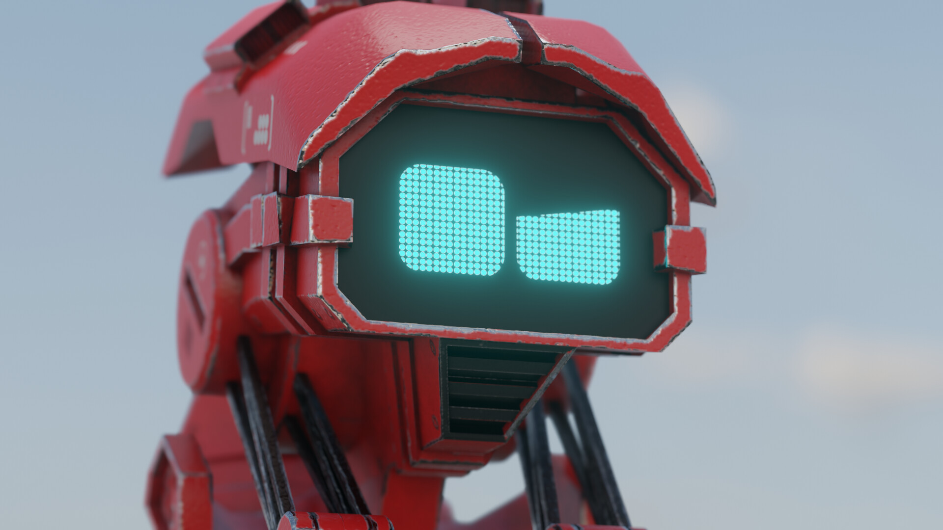 ArtStation - red sci-fi flying Surveillance robot helper with face display