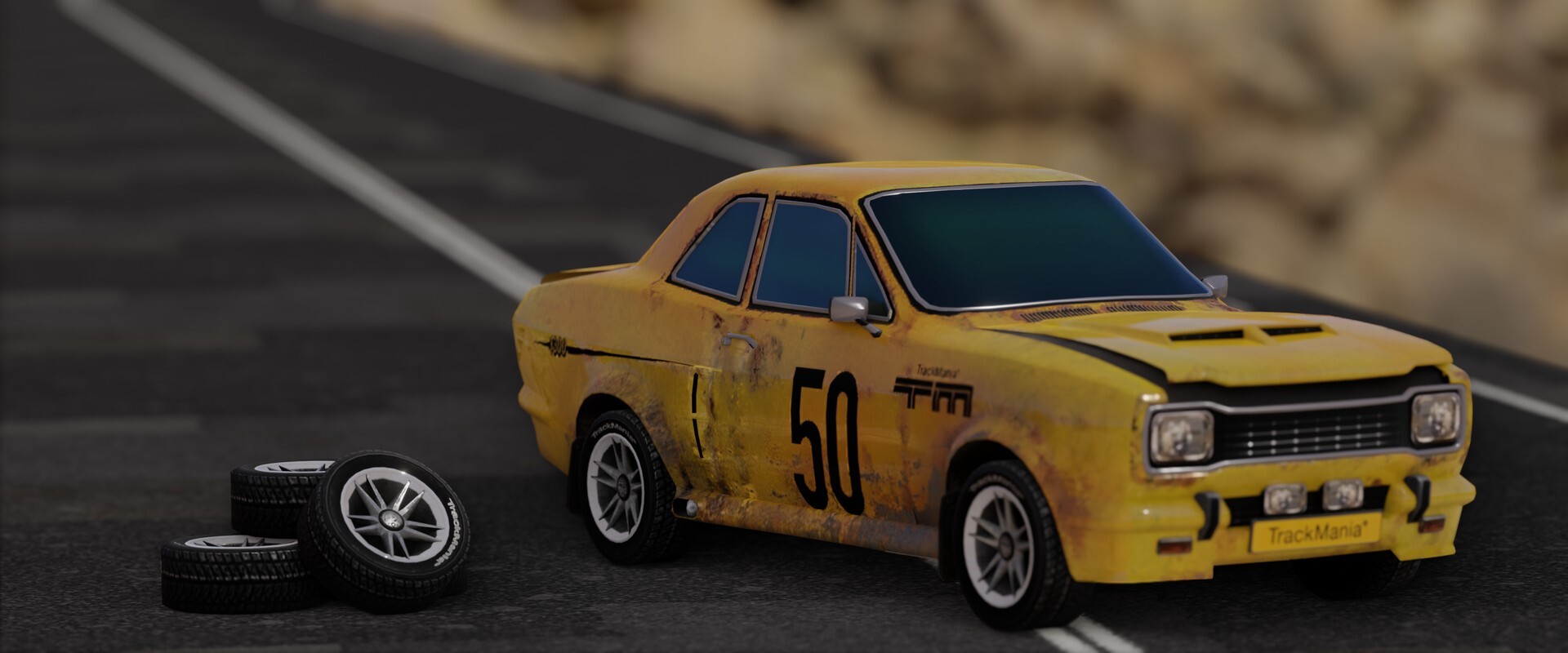 ArtStation - trackmania desert yellow road racing car in 4K