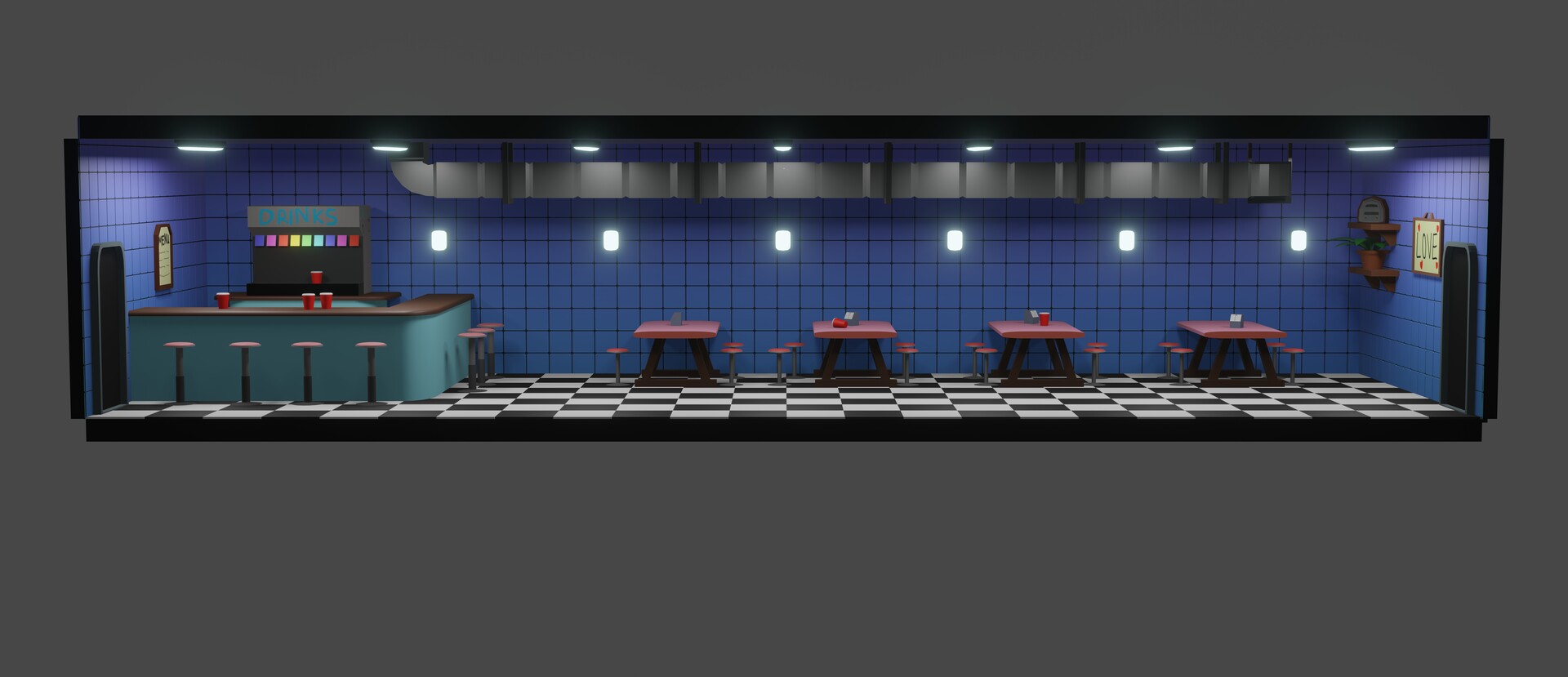 ArtStation - Asylum cafeteria