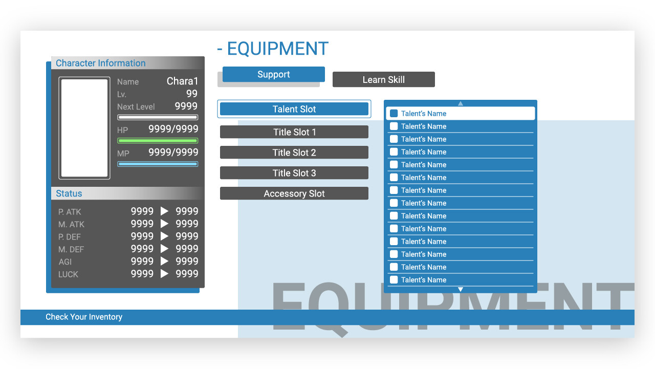 ArtStation - [Internship Work] UI Design for RPG Maker MV Game called ...