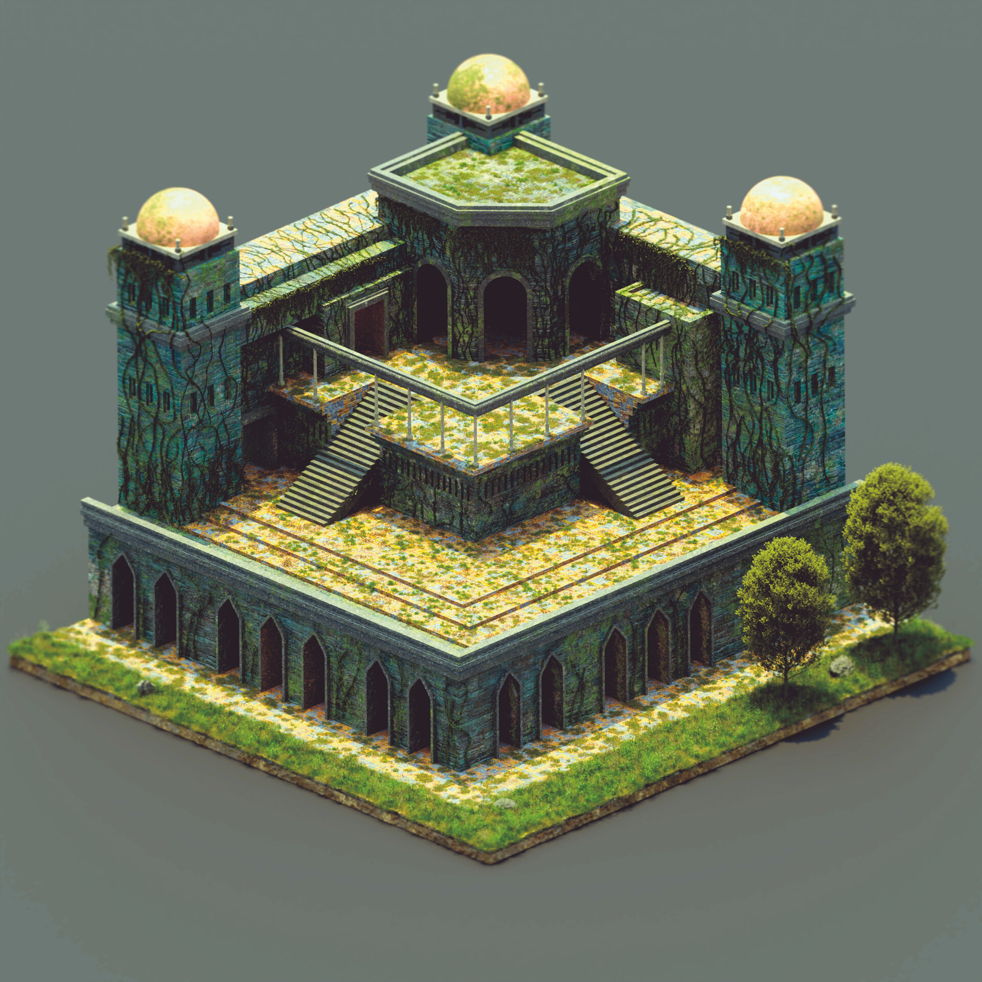 Roman Pavlovski - Abandoned Temple - Isometric 3D Art