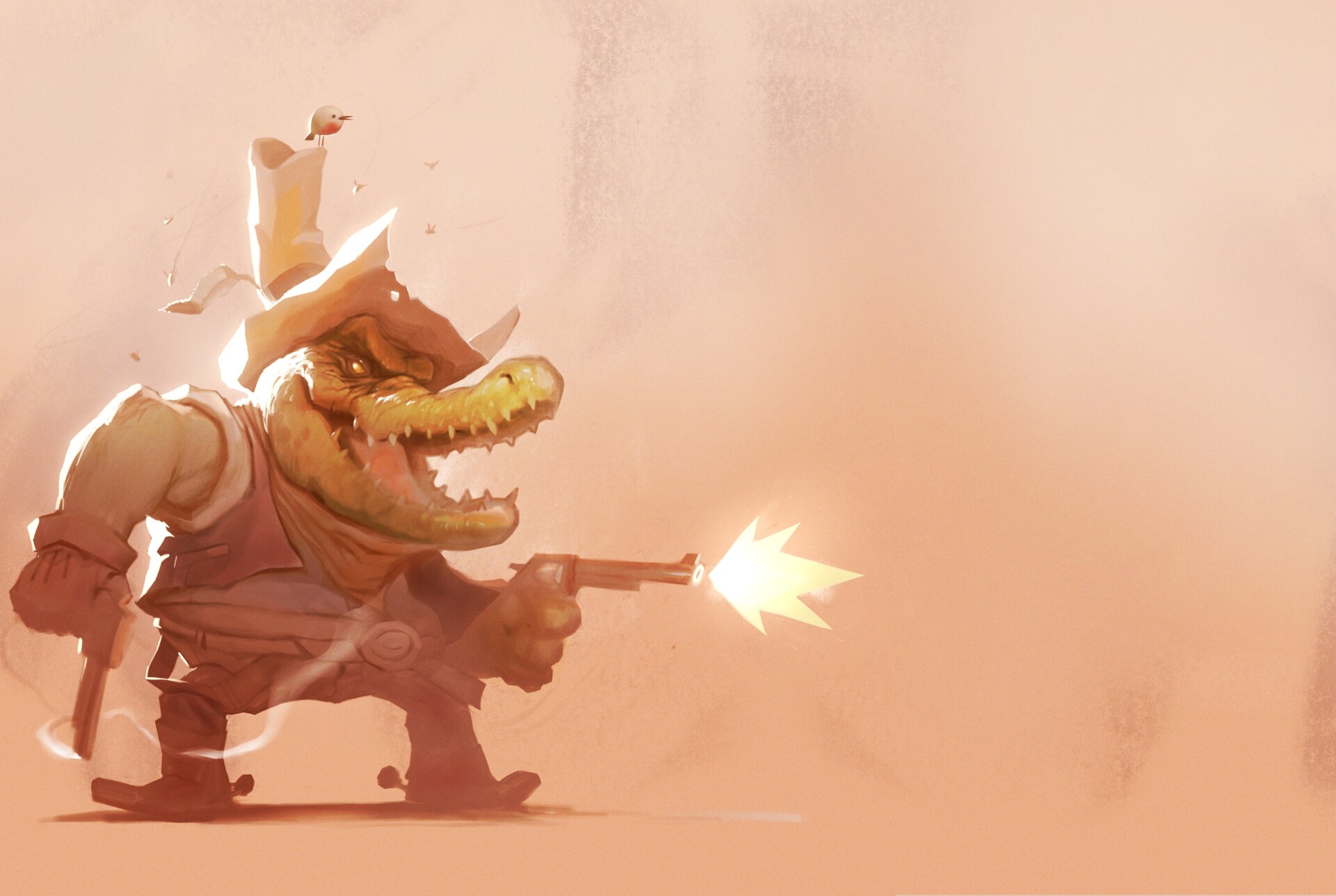ArtStation - Mr. Croc likes to shoot his gun, bang bang.