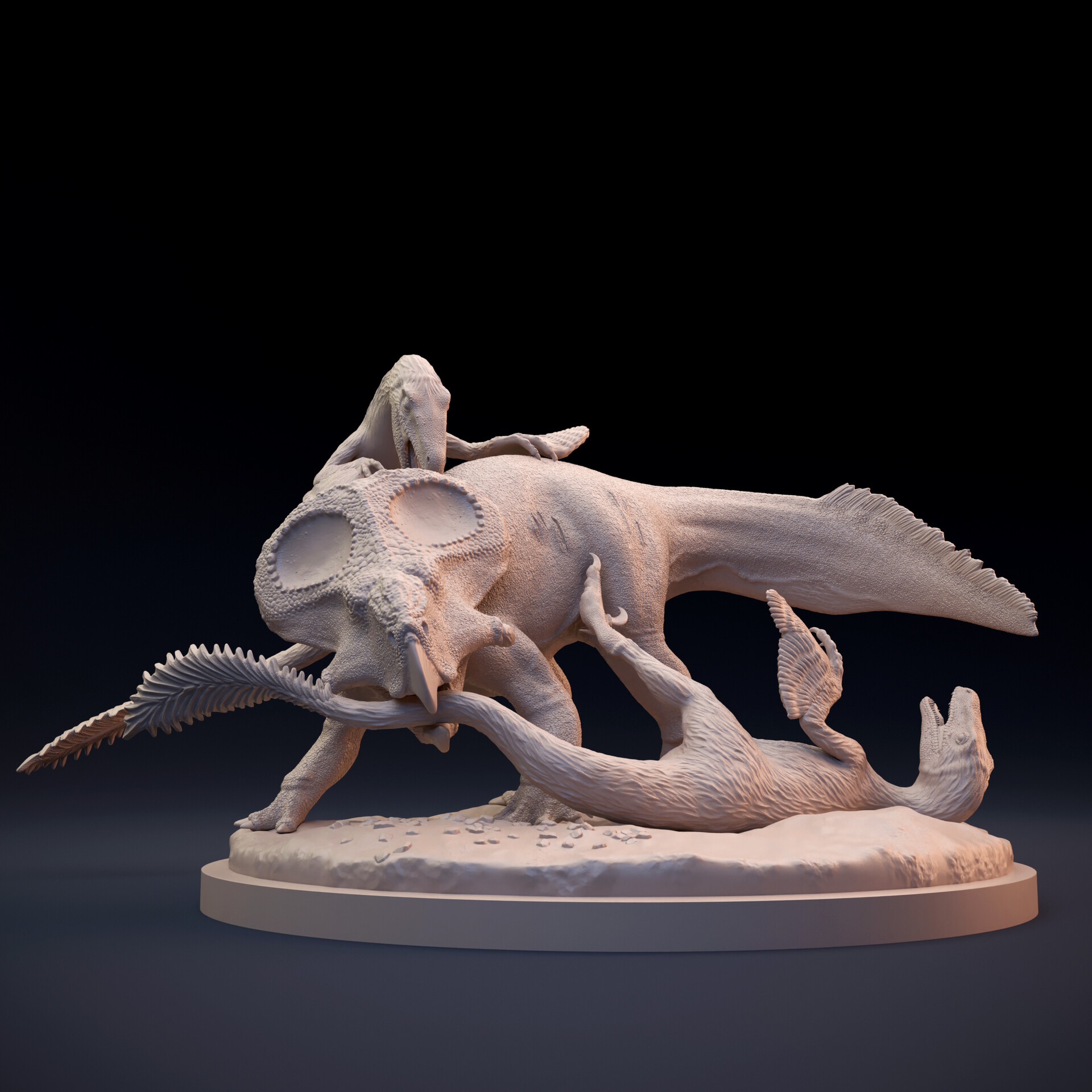ArtStation - Protoceratops vs Velociraptor 3D print scene