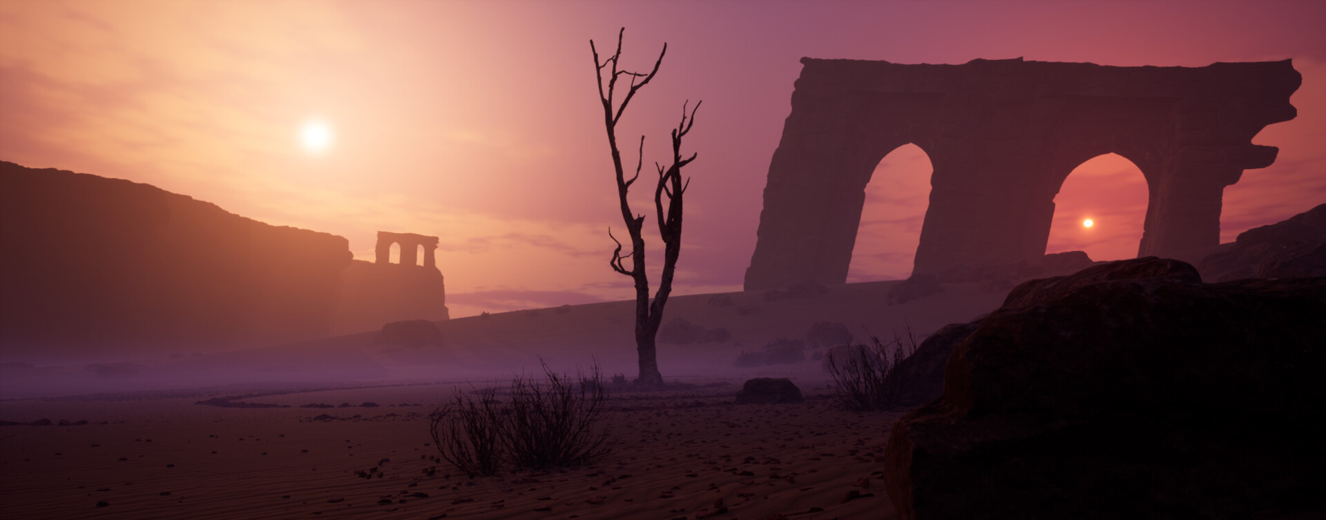 ArtStation - Sunset of two suns in the desert. UE5