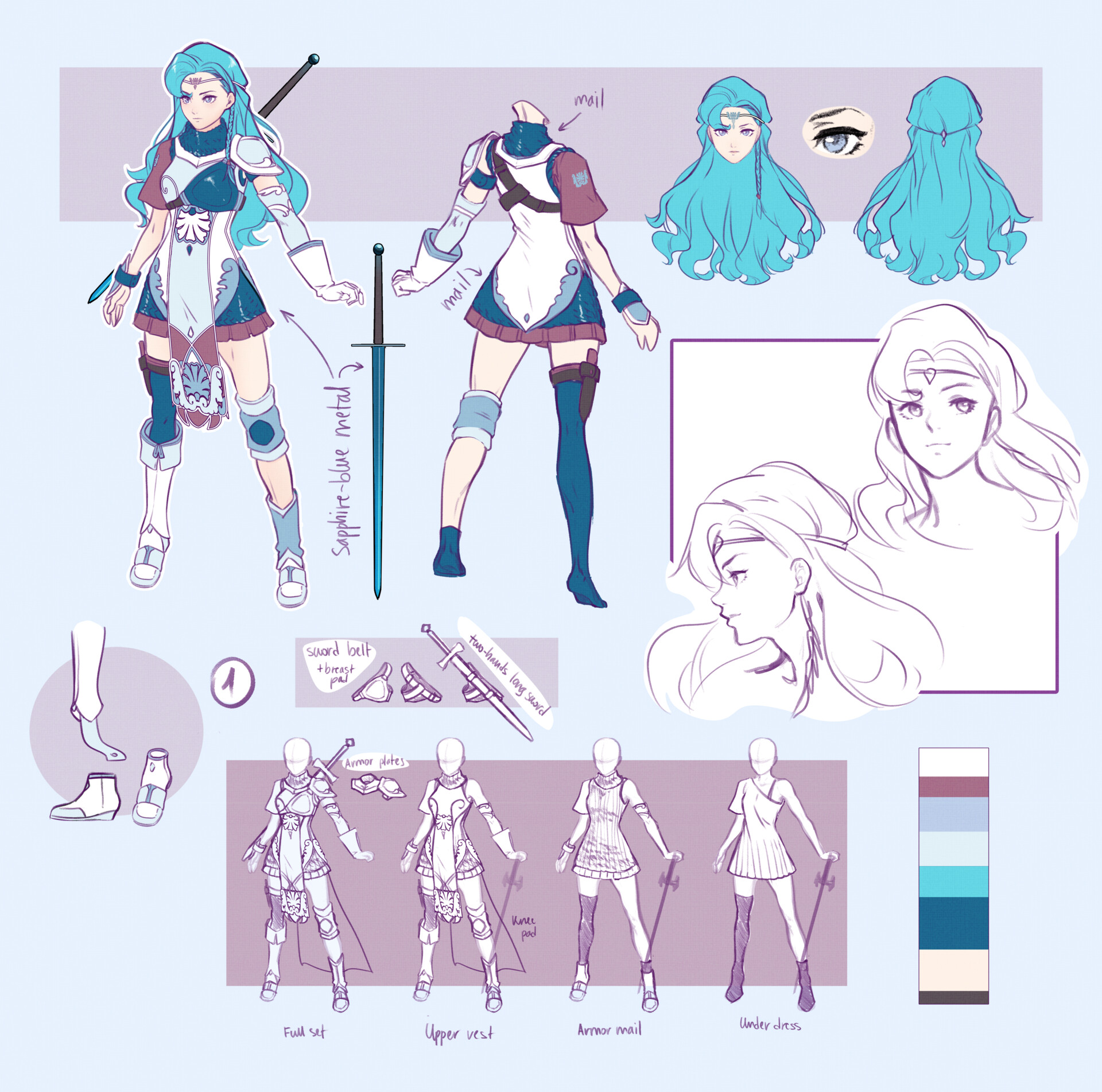 ArtStation - Character design commission - RPG game warrior princess ...
