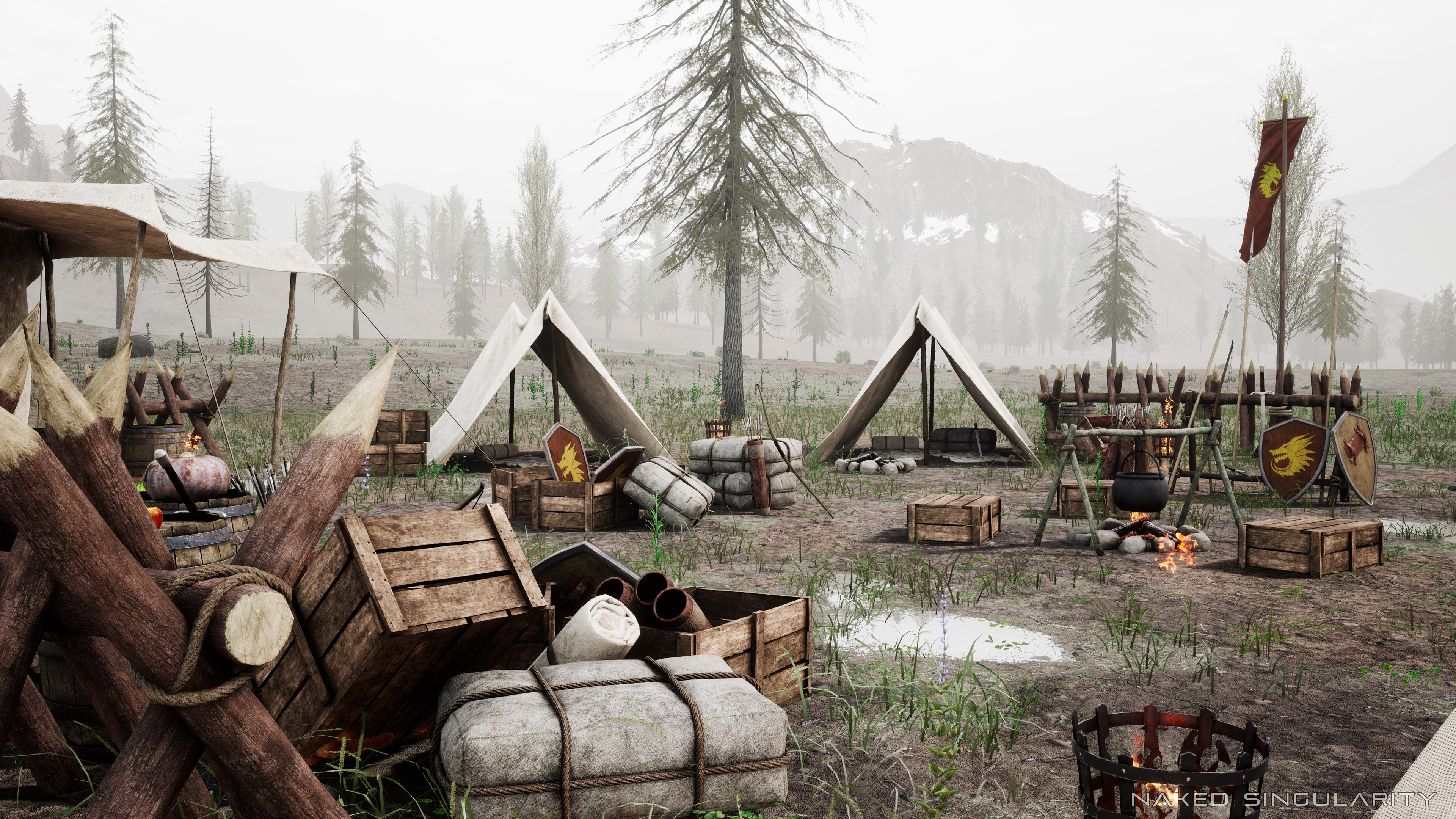 Naked Singularity Studio - Medieval camp with snow - Unreal Engine