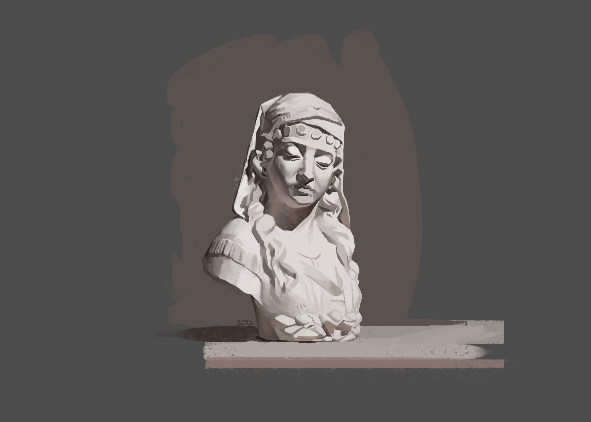 ArtStation - Sketch and tutorial - Reproduction of a sculpted bust