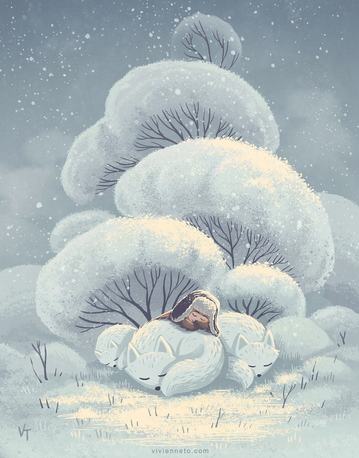 ArtStation - Arctic Fox Huddle