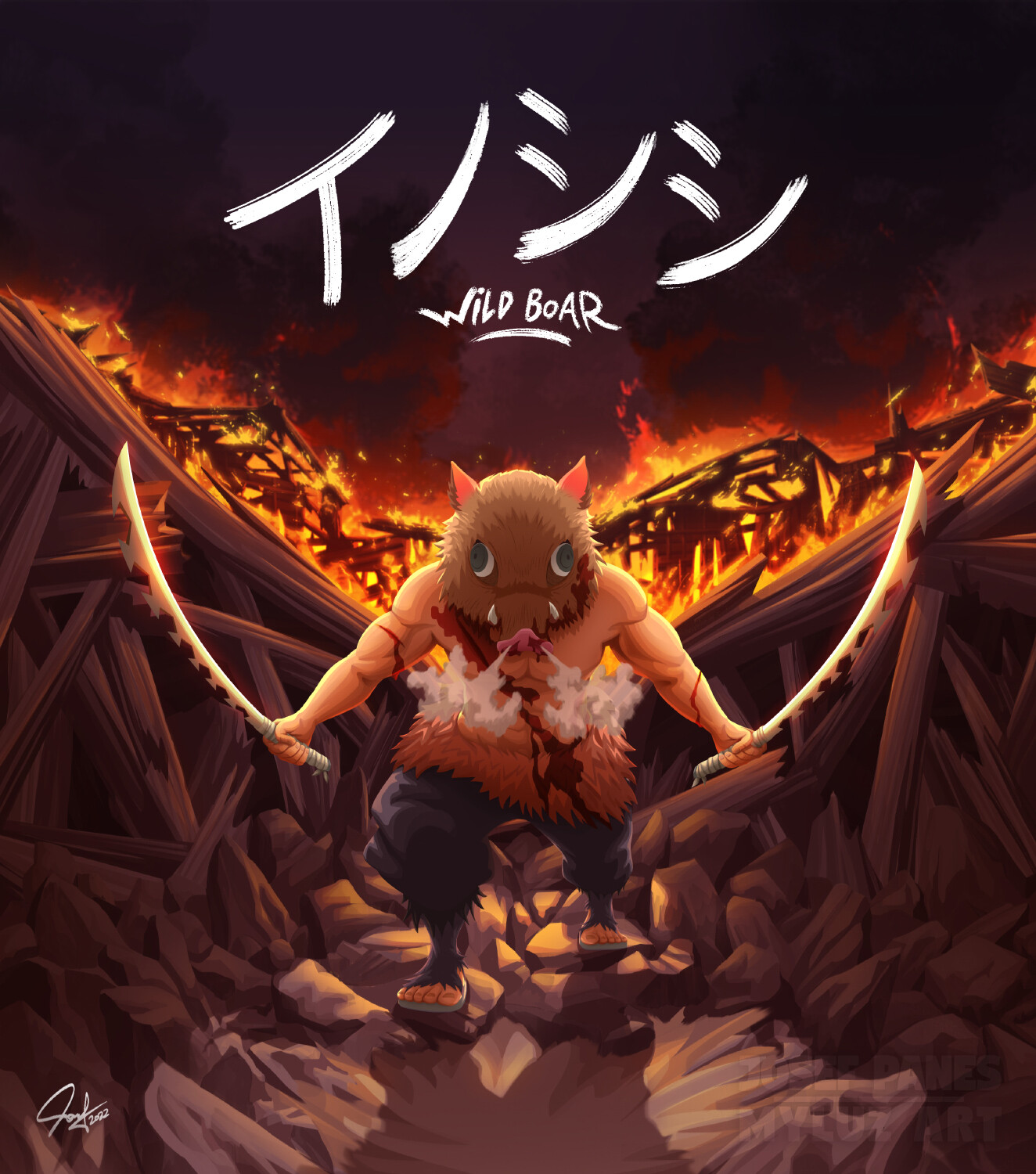 Josef Panes - 🐗 Inosuke Fan Art - Demon Slayer