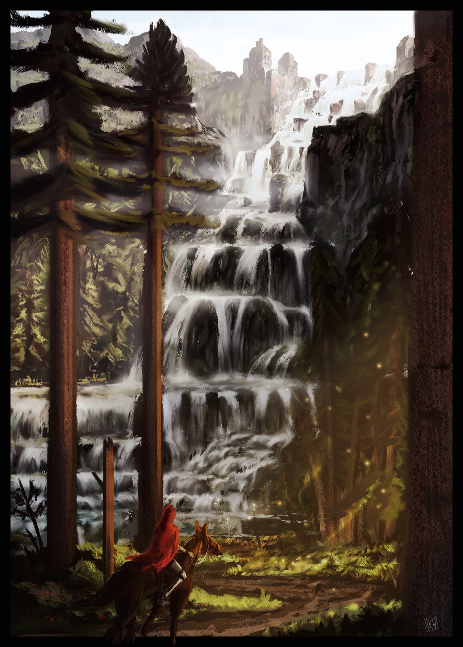 ArtStation - Forest Waterfall