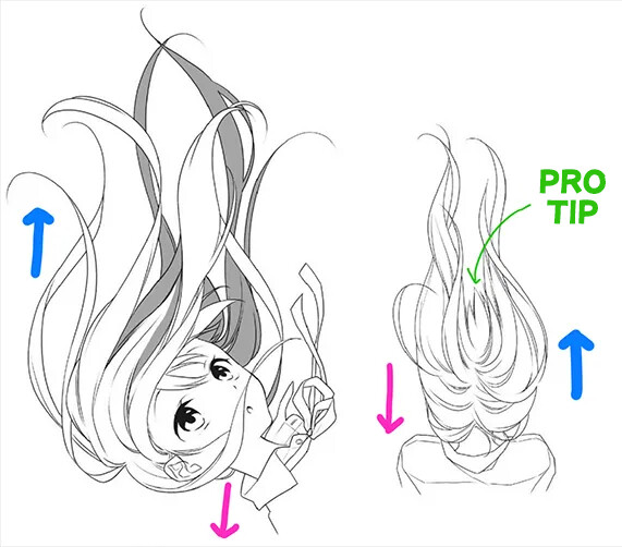 how to draw anime girl hair ponytail
