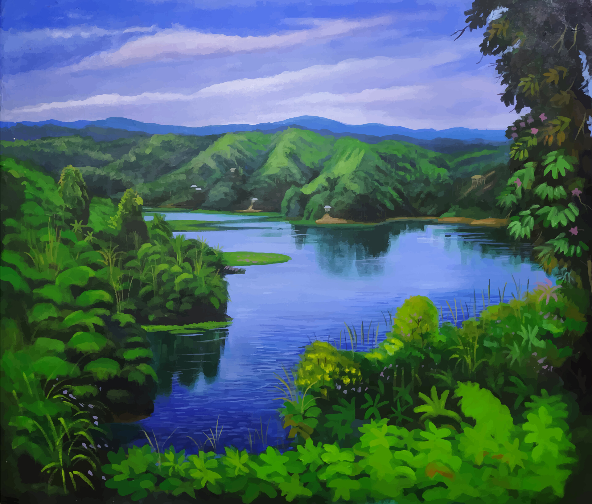 ArtStation - Acrylic color nature landscape painting illustration (EPS)