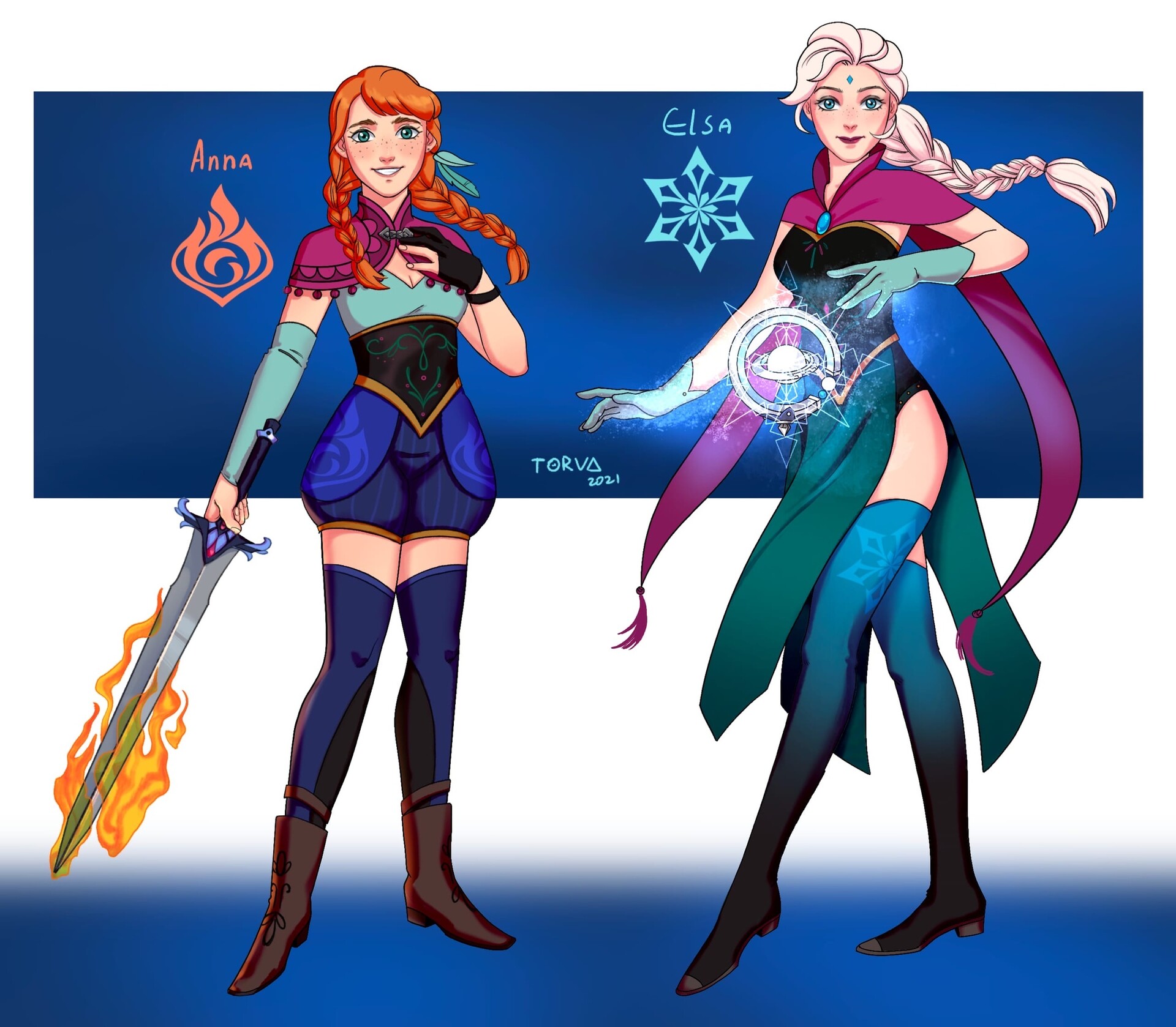 Elsa and Anna in Genshin Impact by Lina Abakumova — ProUser.Me