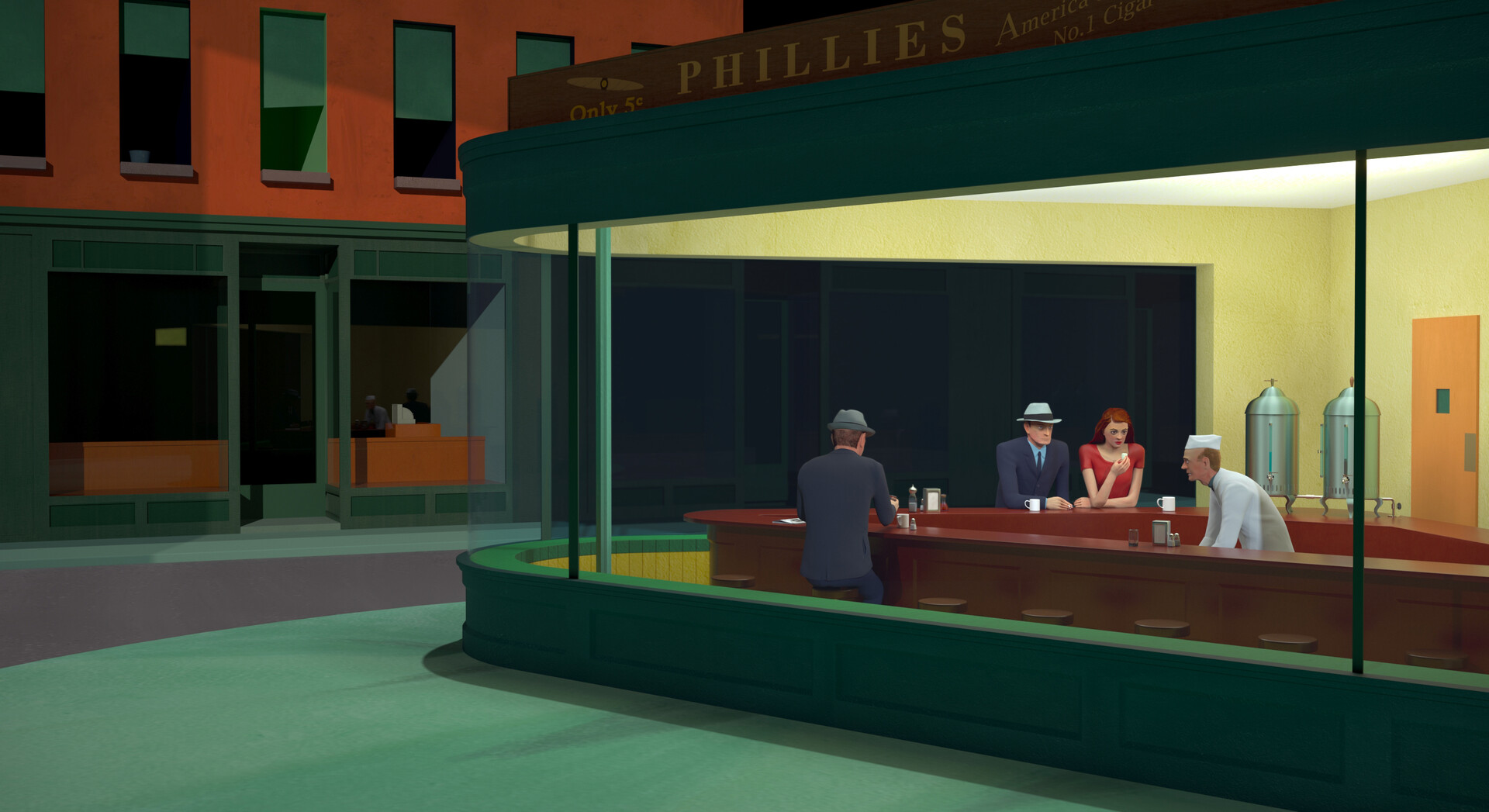 ArtStation - Edward Hopper "Nighthawks" - 3D Interpretation