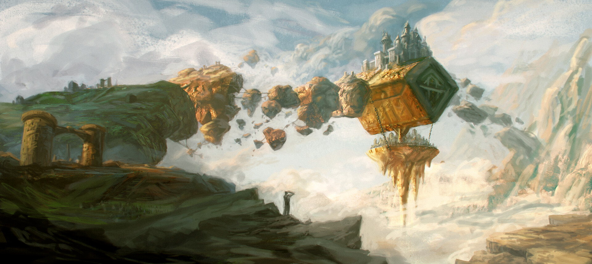 ArtStation - Distant Fantasy Castle on Floating Rocks