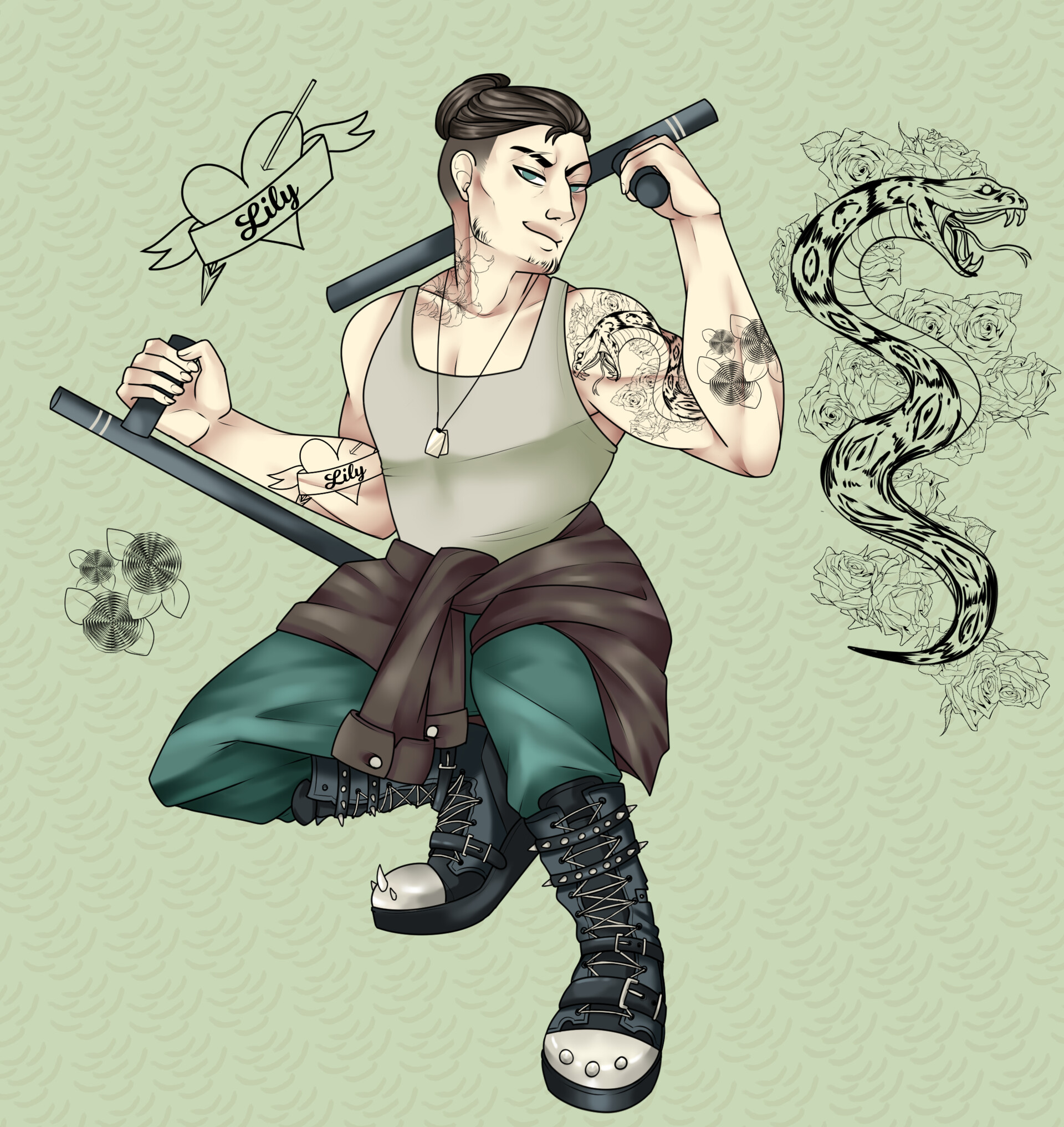 ArtStation - snake tattoo design - OC - 2021