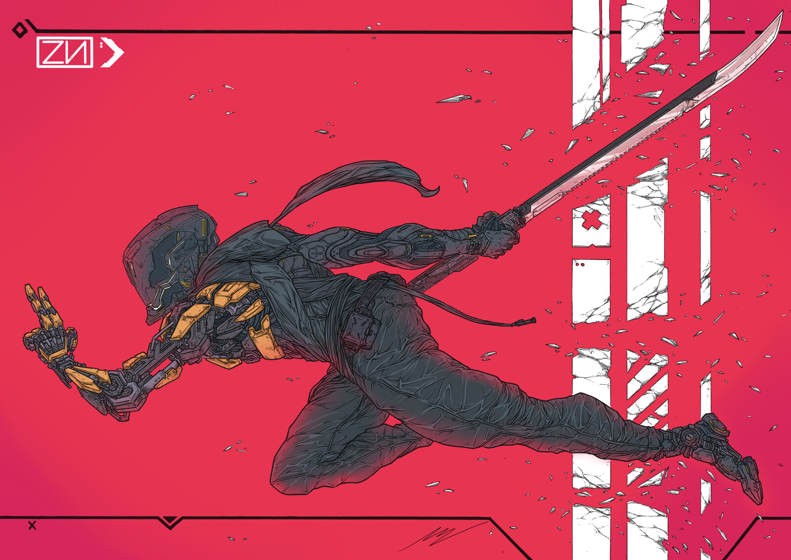 Nin Stark - Ghost runner game illustration fan art