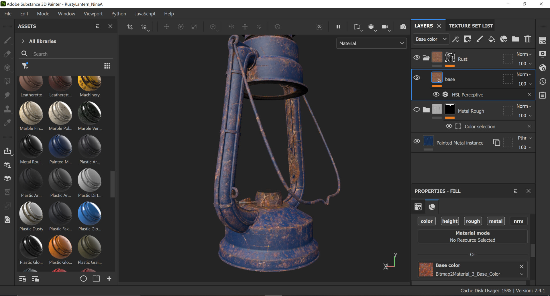 Nina Anzualda - Rusty Lantern - Substance Painter