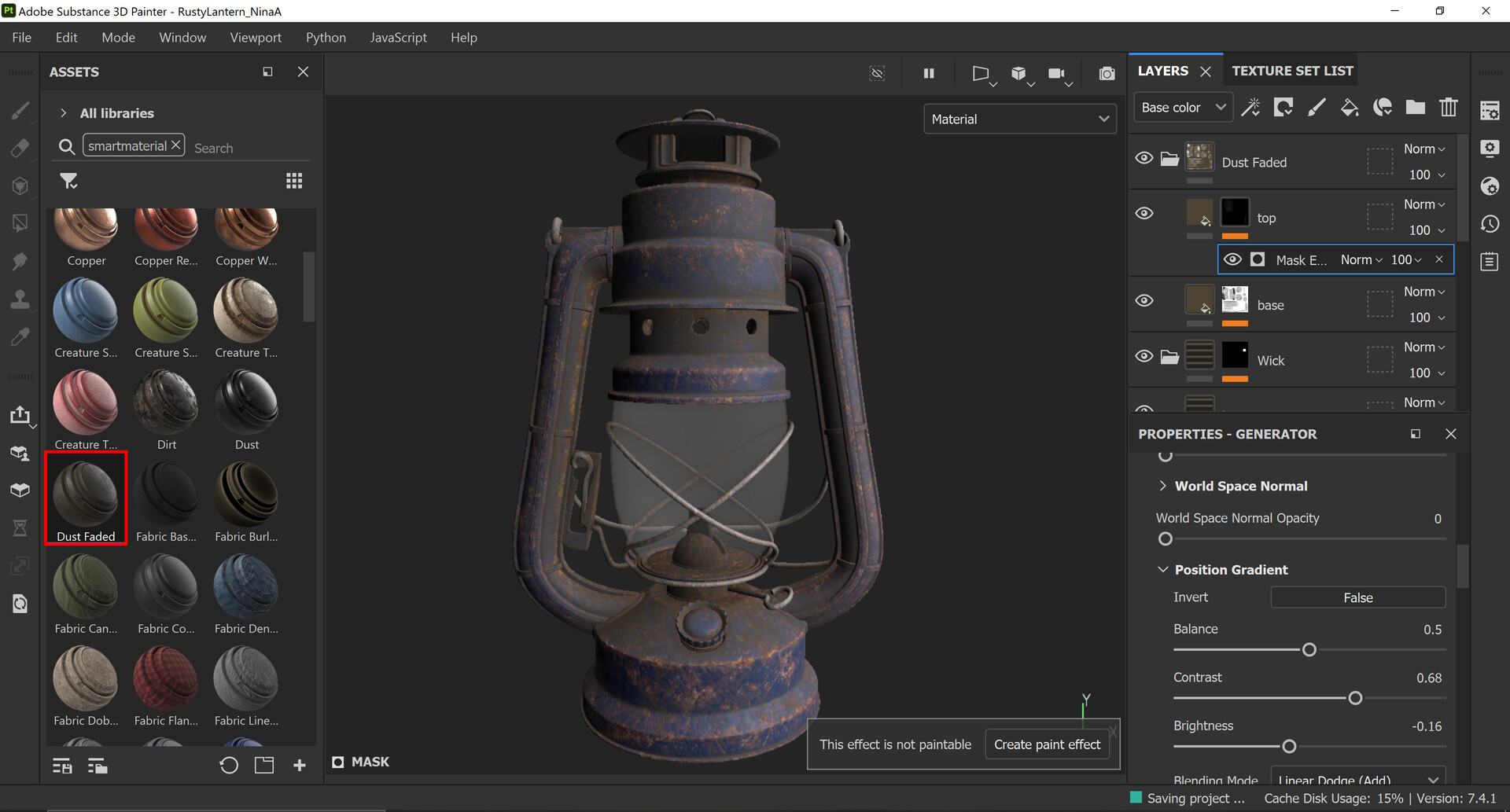 Nina Anzualda - Rusty Lantern - Substance Painter