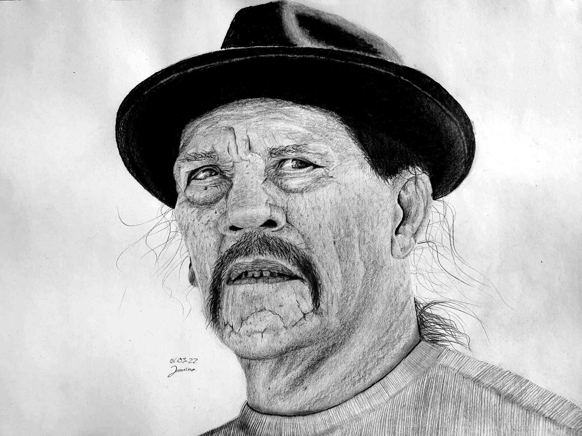 ArtStation - Graphite Drawing 027 - Danny Trejo- Kohle Graphite